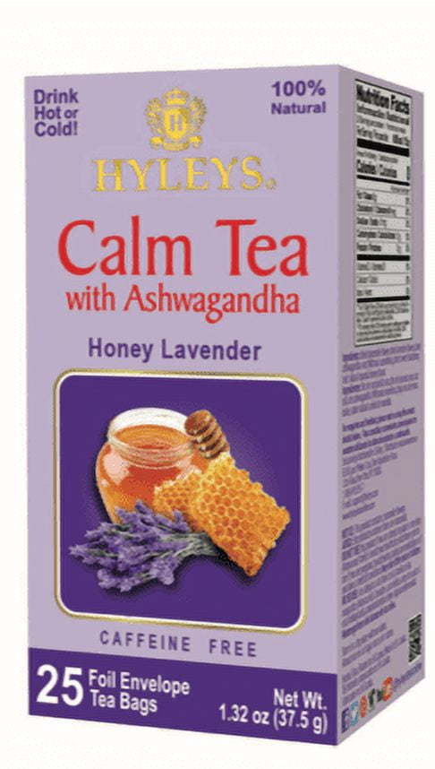 Hyleys Calm Tea with Chamomile Lavender and Ashwagandha - 25 Tea Bags ...