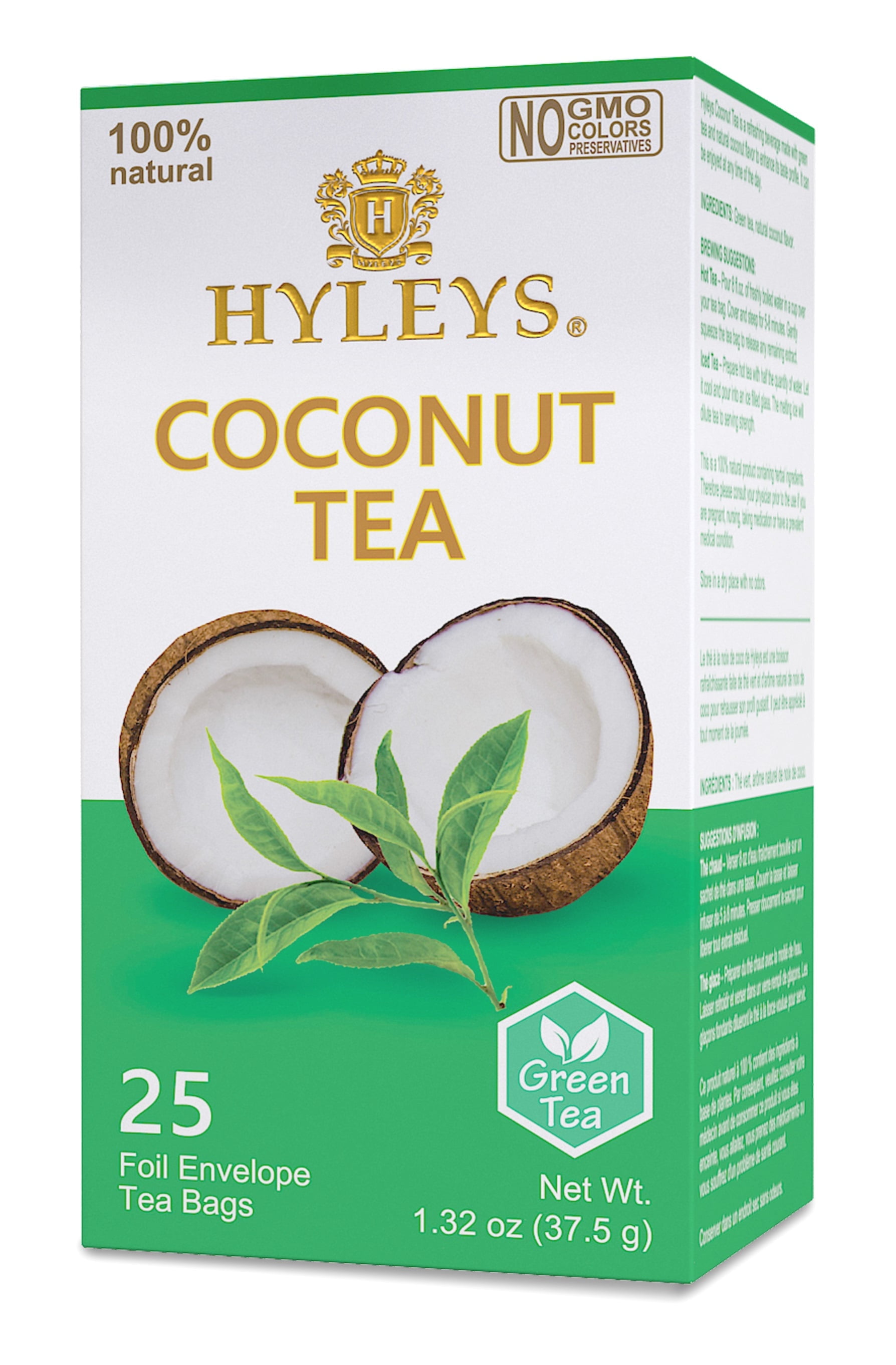 Hyleys Coconut Green Tea - 25 Tea Bags - Walmart.com