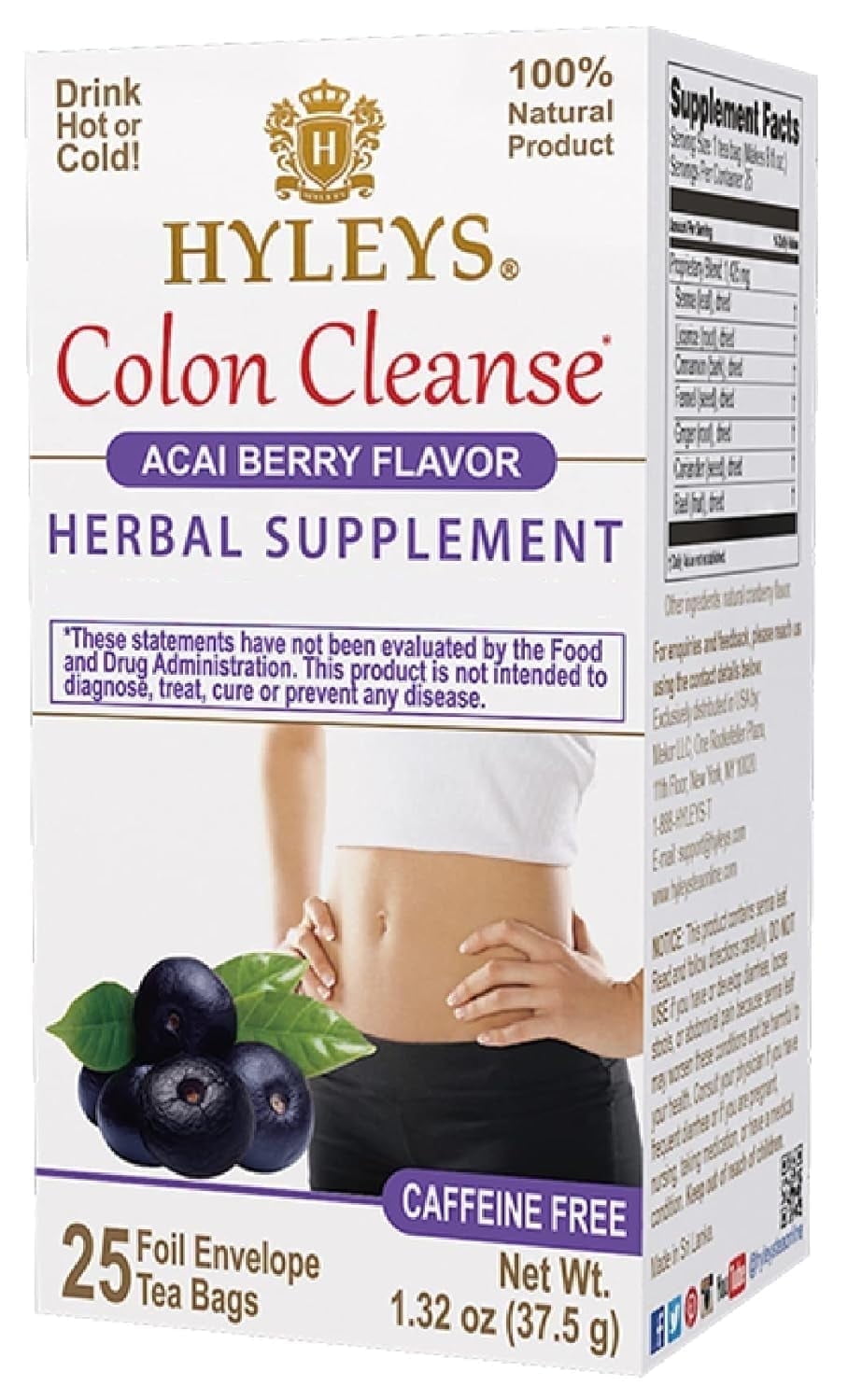 Hyleys Colon Cleanse Herbal Tea Detox - Caffeine Free Digestive Tea ...