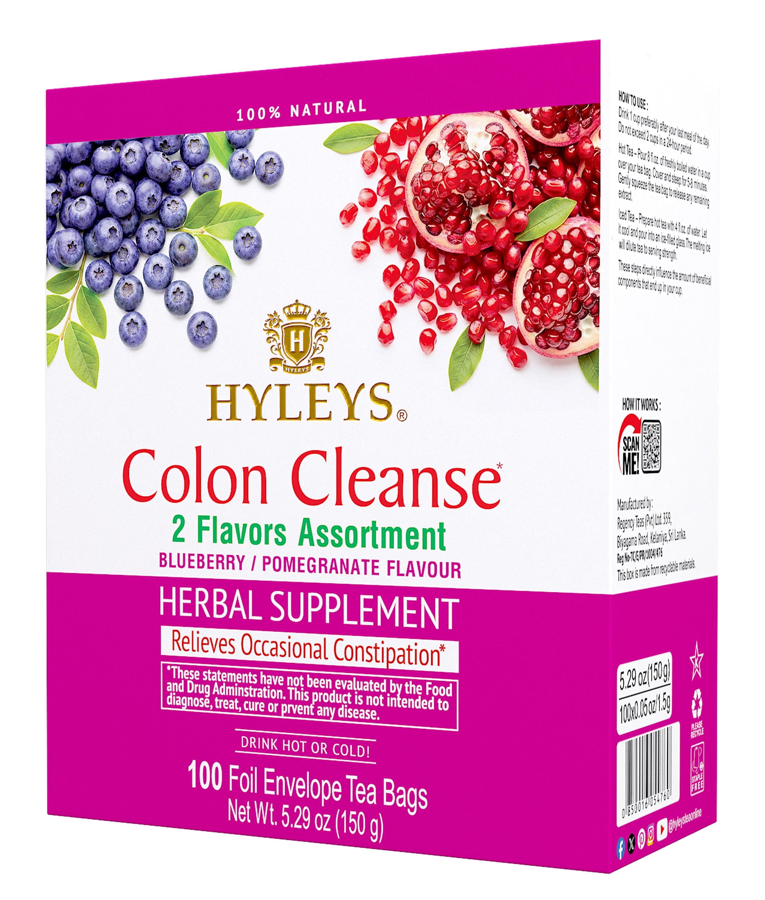 Hyleys Colon Cleanse Tea Assorted - Pomegranate & Blueberry Flavor ...