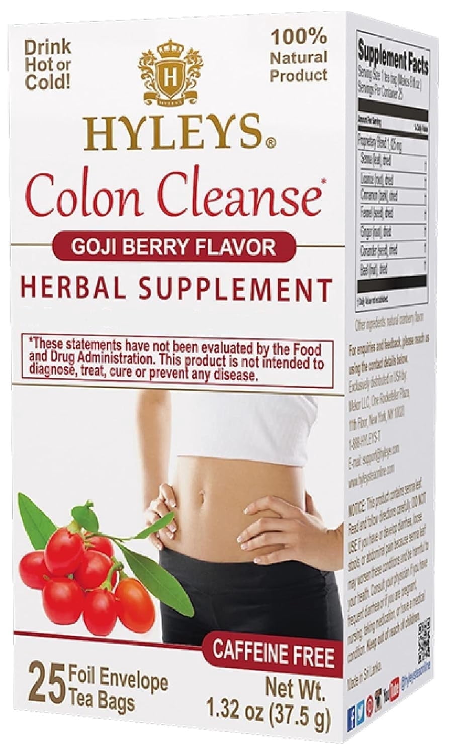 Hyleys Colon Cleanse Tea Herbal- Caffeine Free Digestive Tea Bags ...