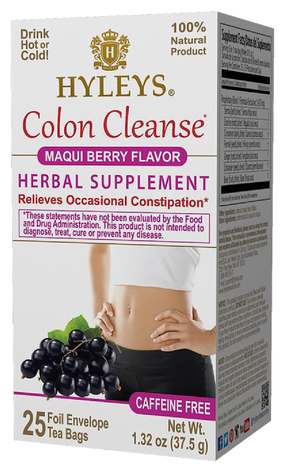 Hyleys Colon Cleanse Tea Maqui Berry Flavor - Digestive Support ...