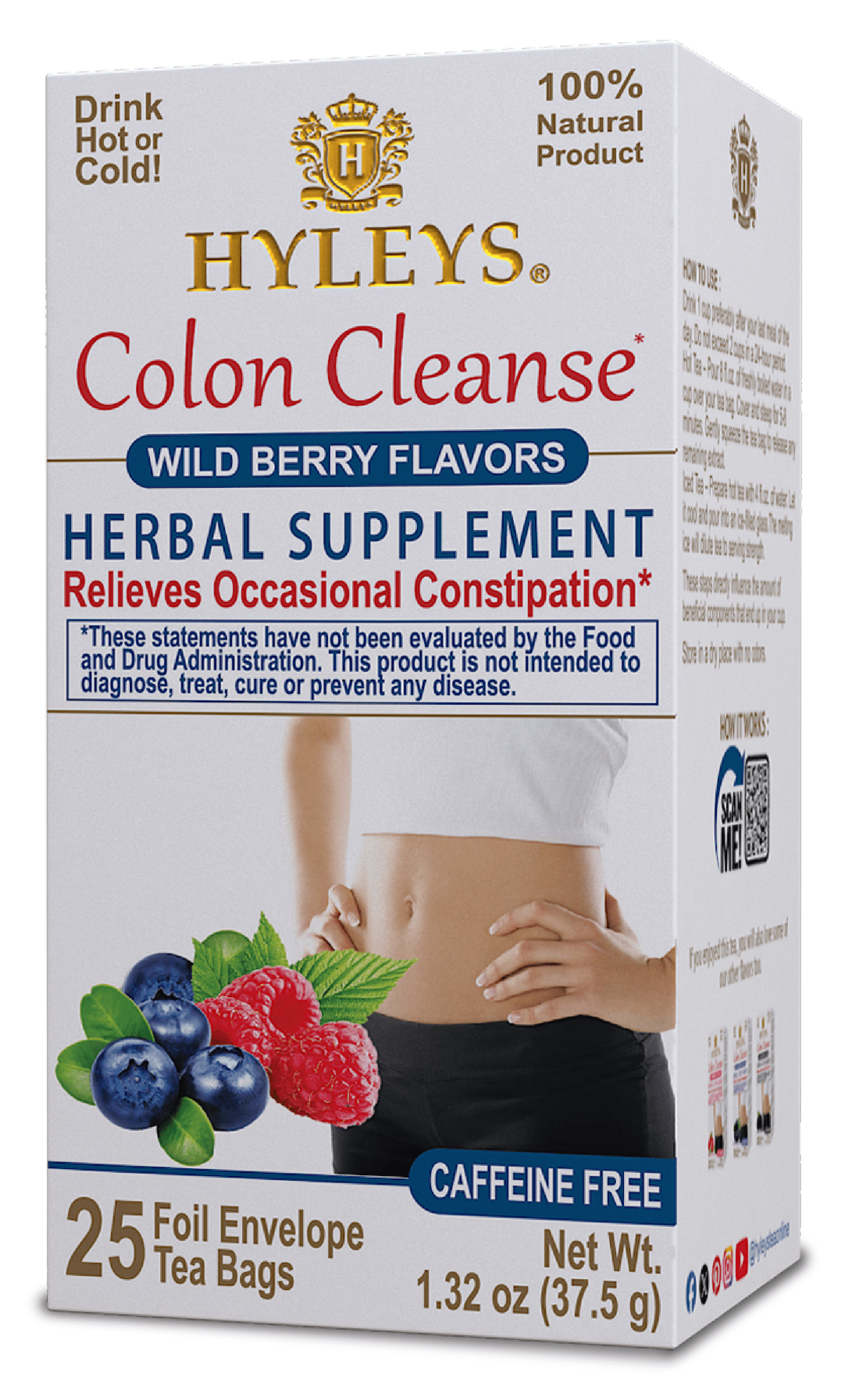 Hyleys Colon Cleanse Tea Wild Berries Flavor - 300 Tea Bags (12 Pack ...