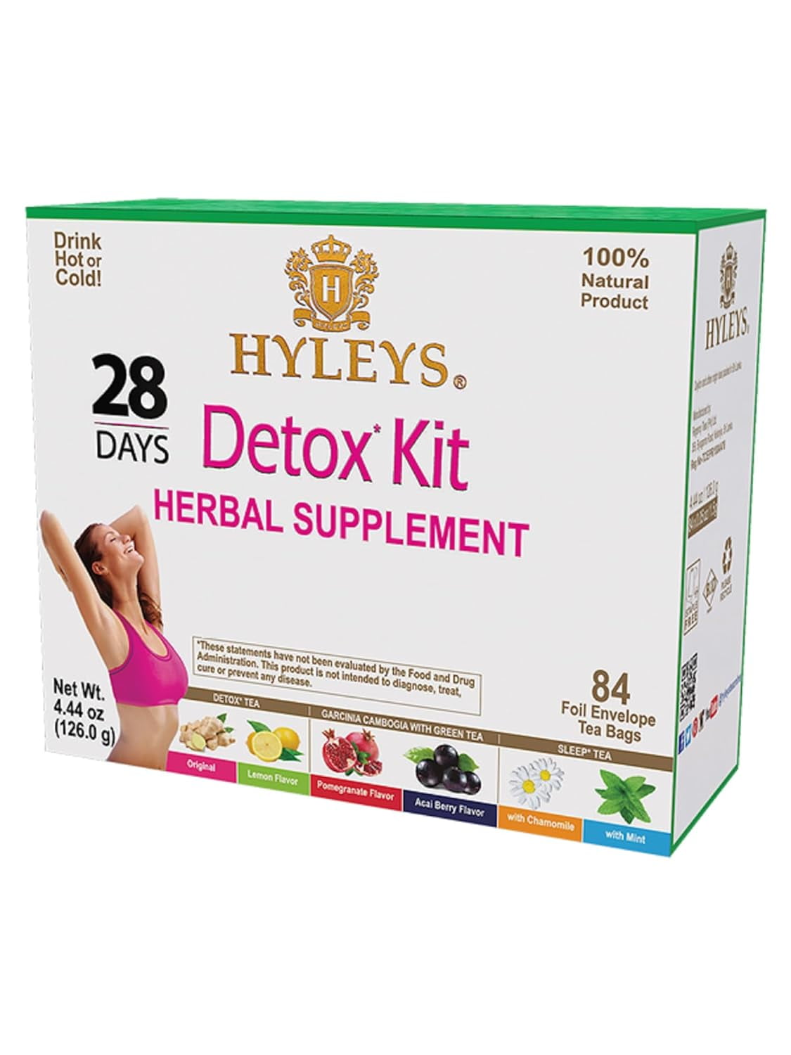 Hyleys Detox Tea for Cleanse – 28 Day Detox Kit – 84 Tea Bags – Herbal Supplement with Garcinia ...