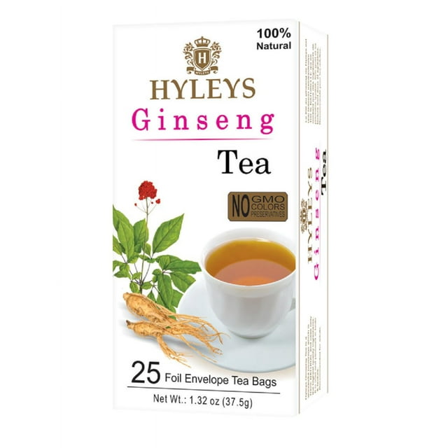 Hyleys Green Tea with Ginseng Root and Ashwagandha - 25 Tea Bags ...