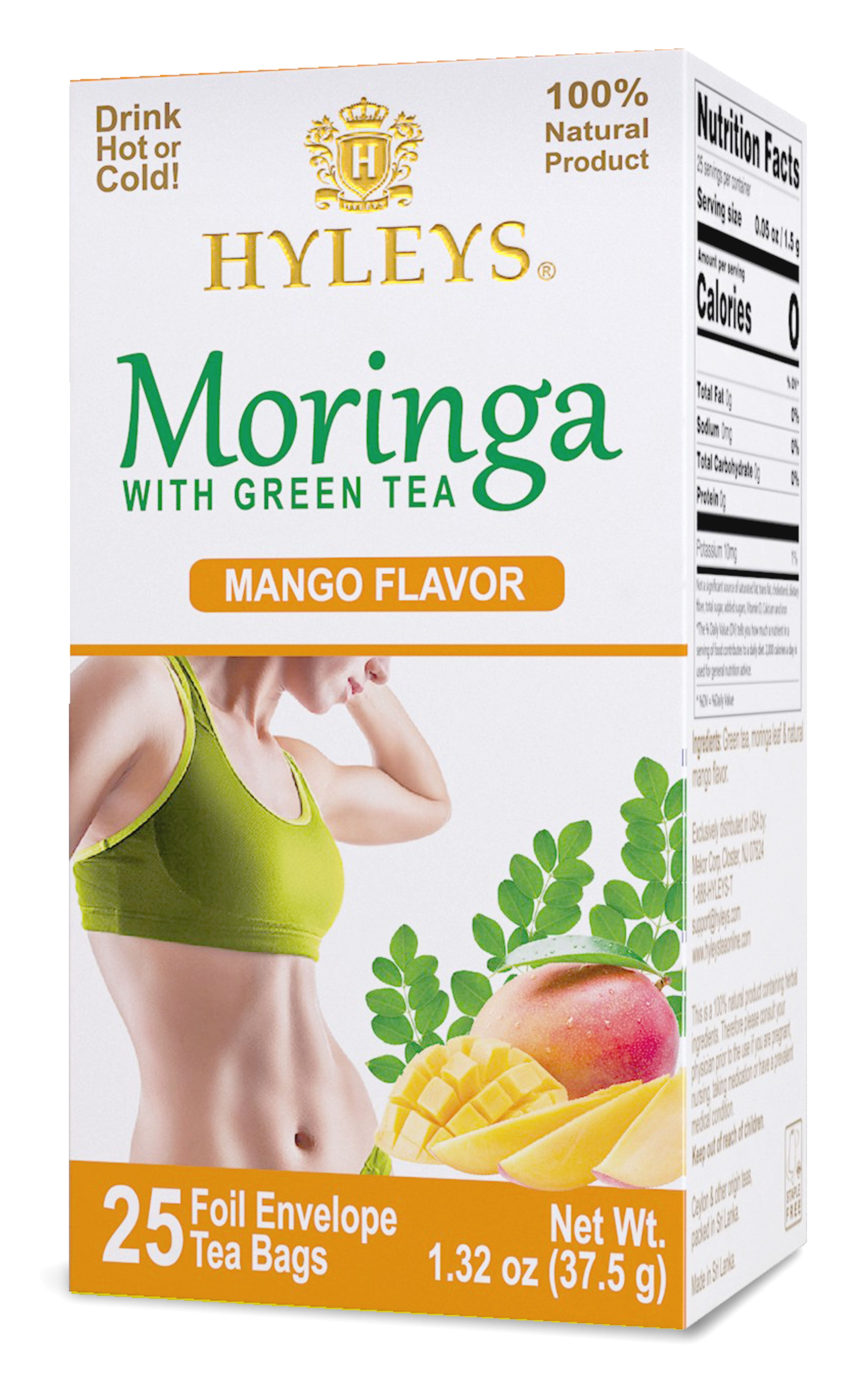 Hyleys Green Tea, Moringa Oleifera, Mango Flavor, 25 Tea Bags ...