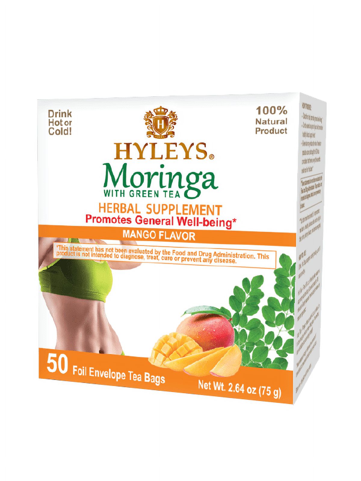 Hyleys Green Tea with Moringa Oleifera Mango Flavor - 50 Tea Bags ...
