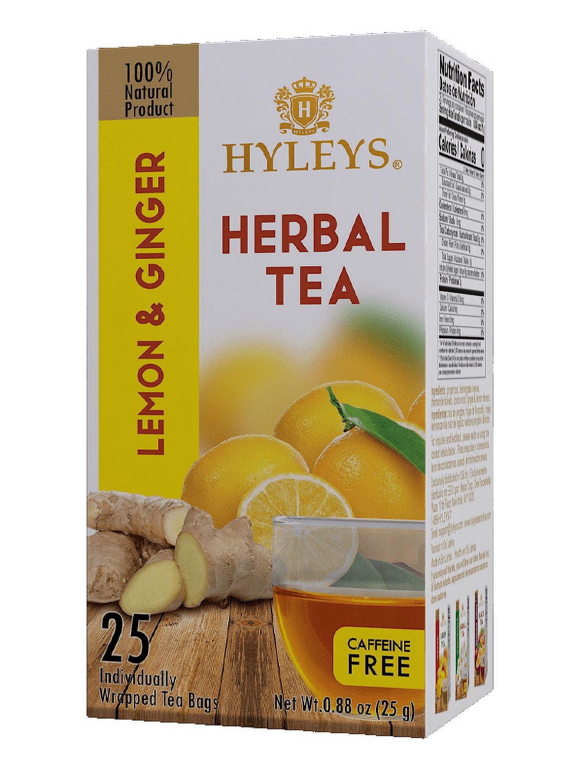 Hyleys Herbal Tea - Lemon & Ginger Flavor - 25 Tea Bags - Walmart.com