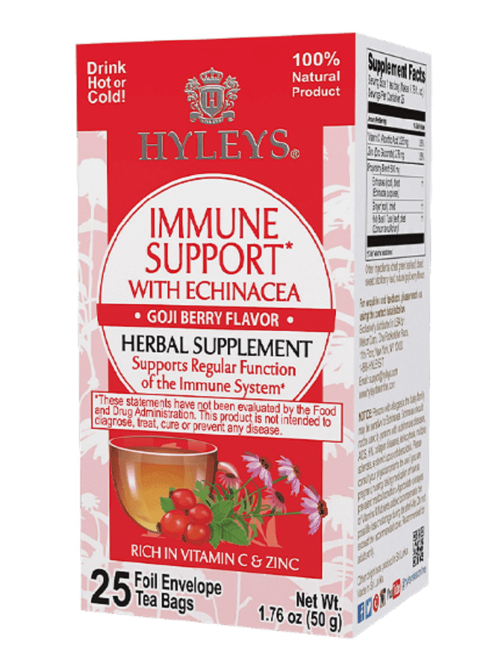 Hyleys Immune Support Tea with Echinacea - Goji Berry Flavor Herbal ...