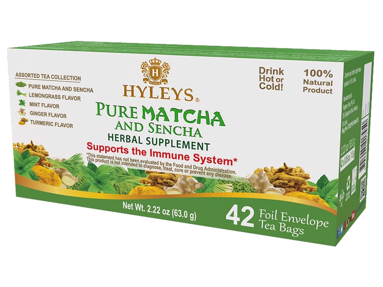 Hyleys Japanese Matcha Green Tea Assorted Flavor Blend – 42 Tea Bags ...