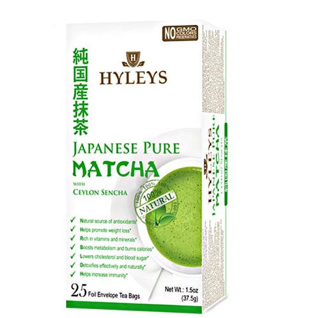 Hyleys Japanese Matcha Green Tea Blend - 25 Tea Bags for Wellness ...