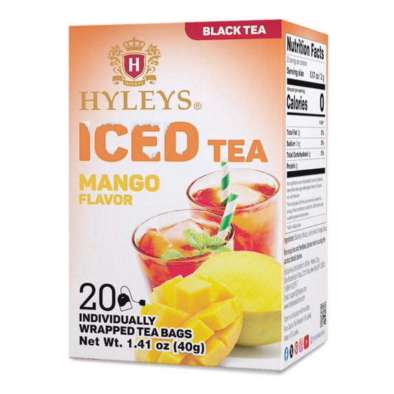 Hyleys Mango Iced Black Tea, 20 Tea Bags, Tropical and Refreshing ...