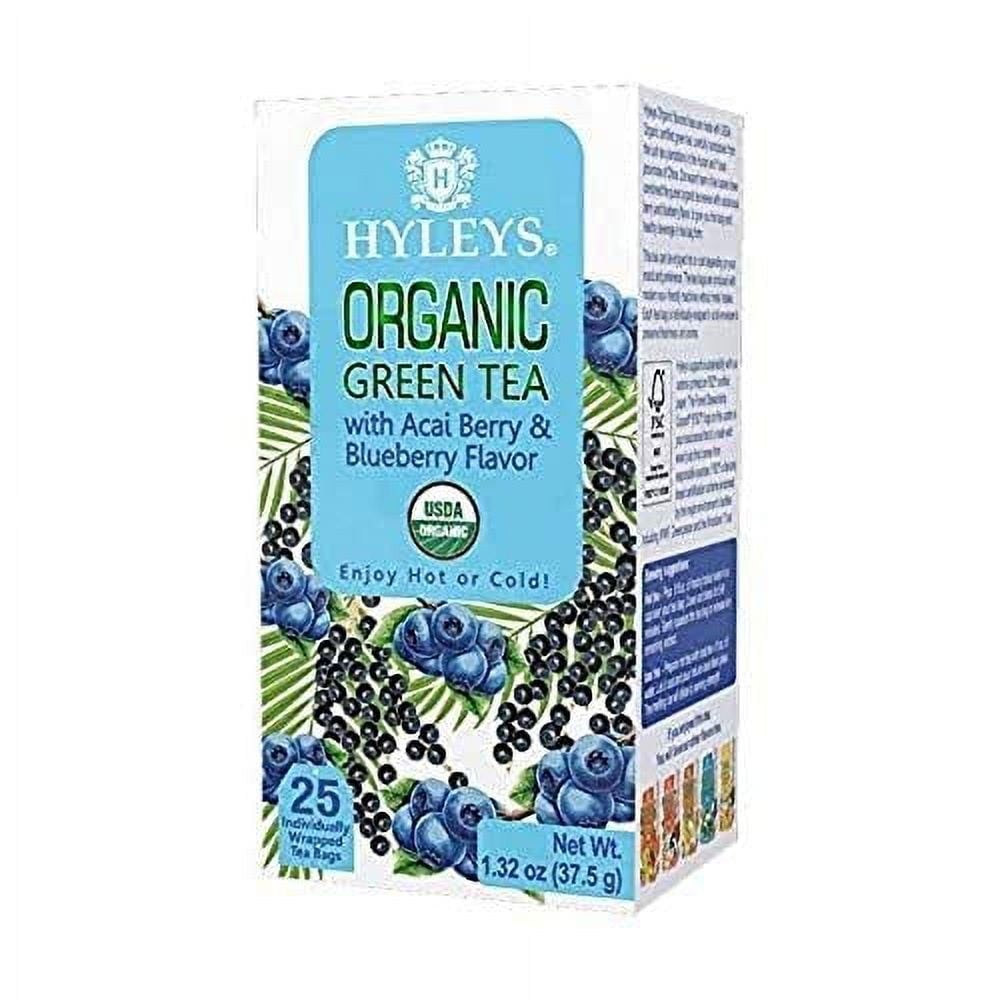 Hyleys Organic Green Tea Acai Berry and Blueberry Flavor - 25 Tea Bags ...