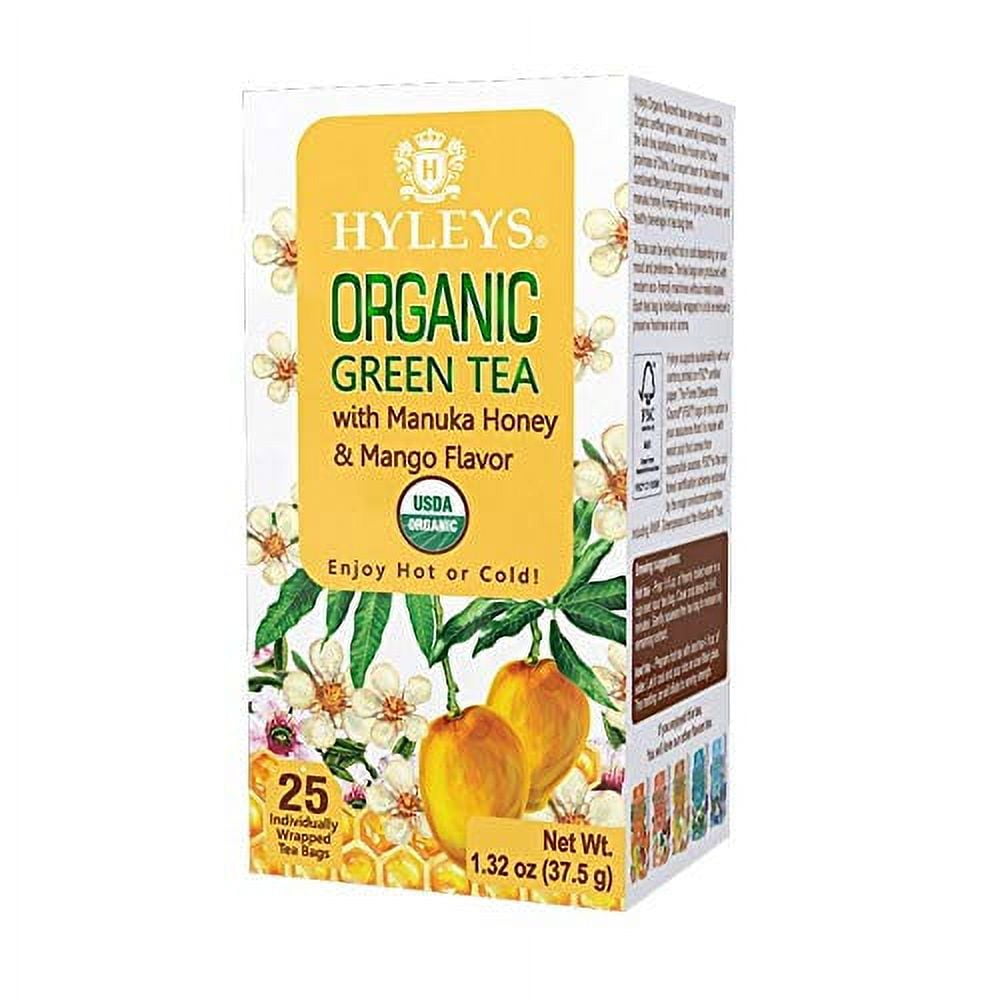Hyleys Organic Green Tea with Manuka Honey & Mango Flavor - 25 Tea Bags ...
