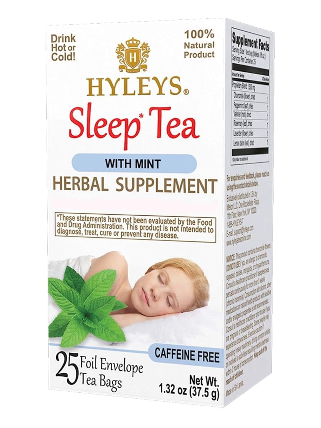 Hyleys Sleep Tea with Mint - 25 Tea Bags - Caffeine free - Walmart.com
