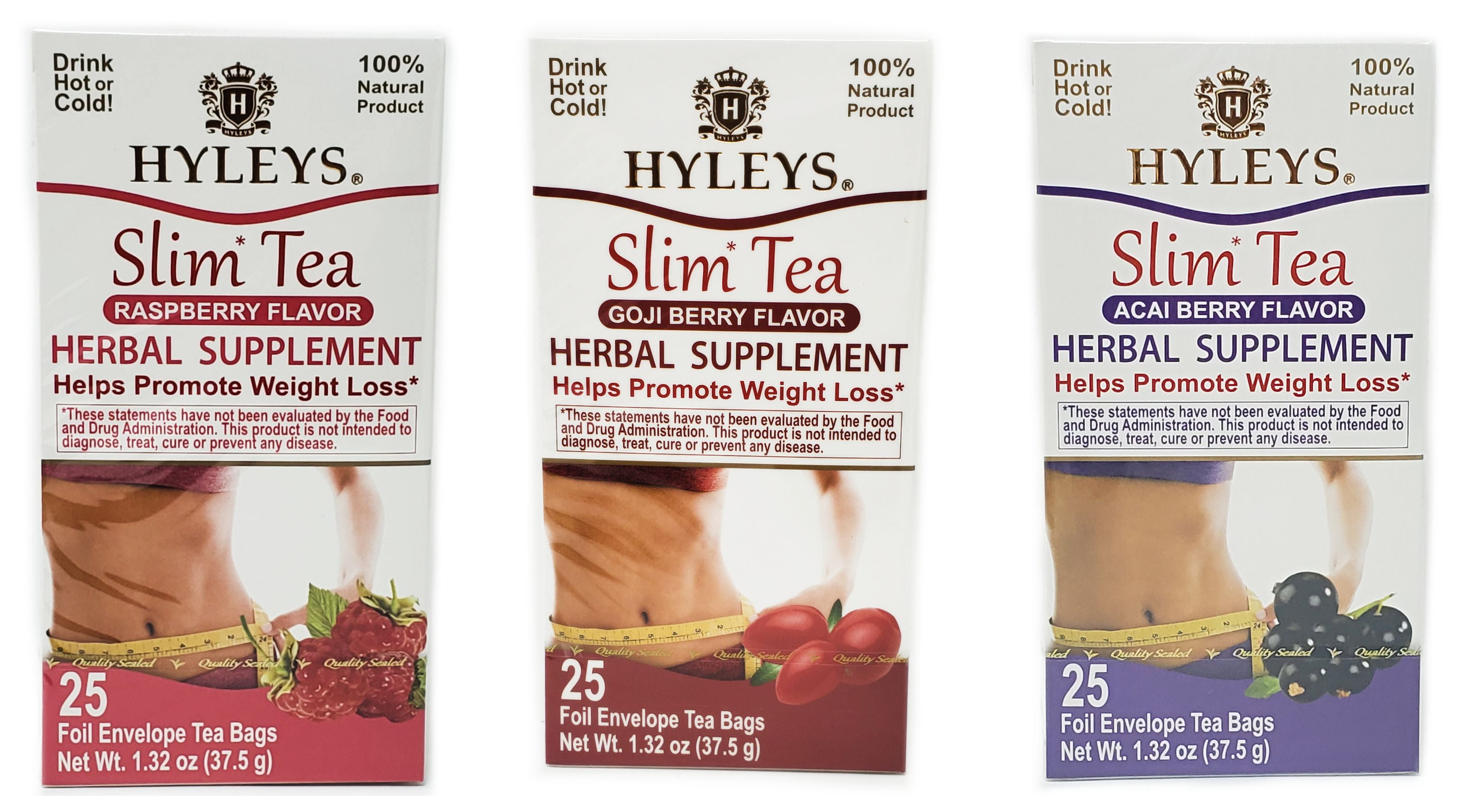 Hyleys Slim Detox Tea - 3 Pack (Acai Berry, Goji Berry, Raspberry) 25 ...
