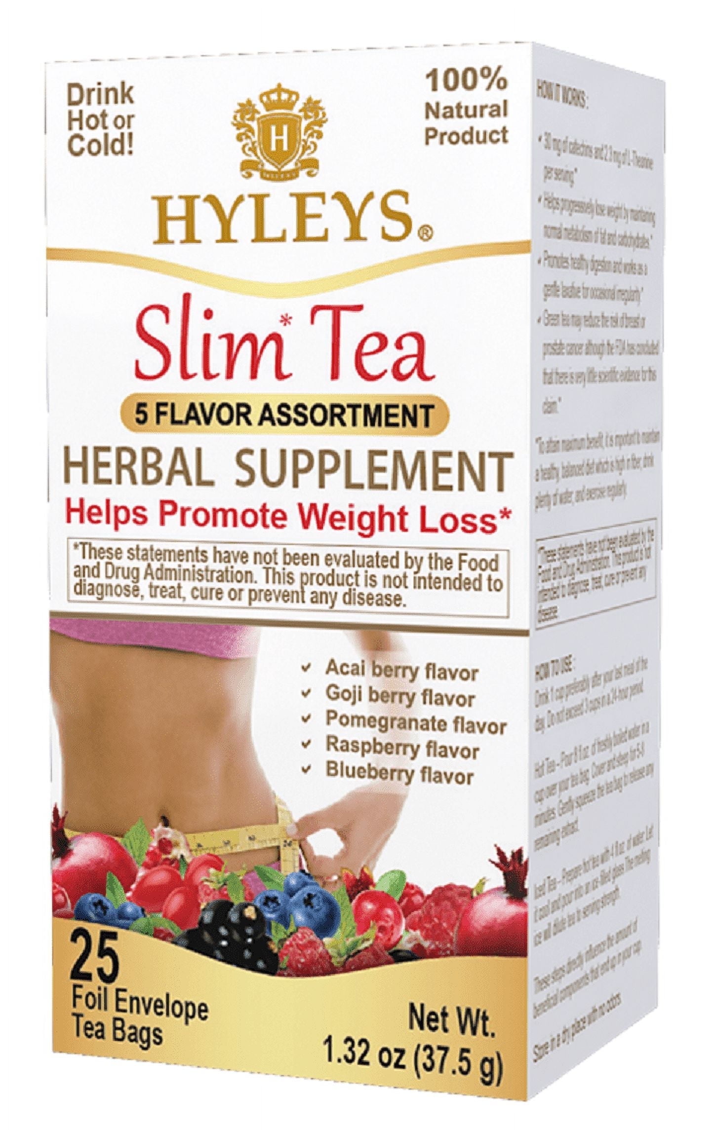 Hyleys Slim Tea 5 Flavor Assortment - 25 Tea Bags - Walmart.com