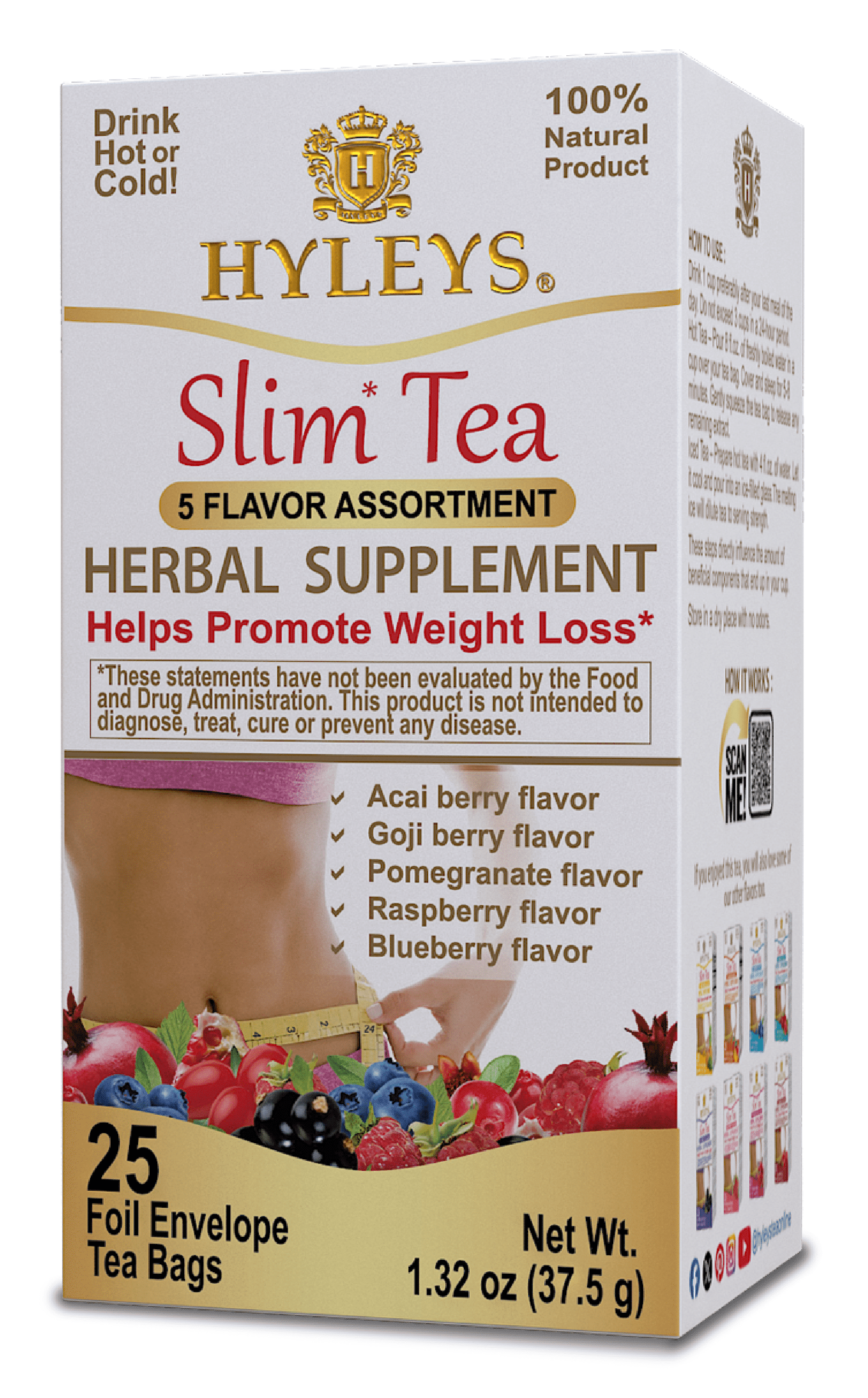 Hyleys Slim Tea, Detox Cleanse, Weight Loss Support, 5 Flavor ...