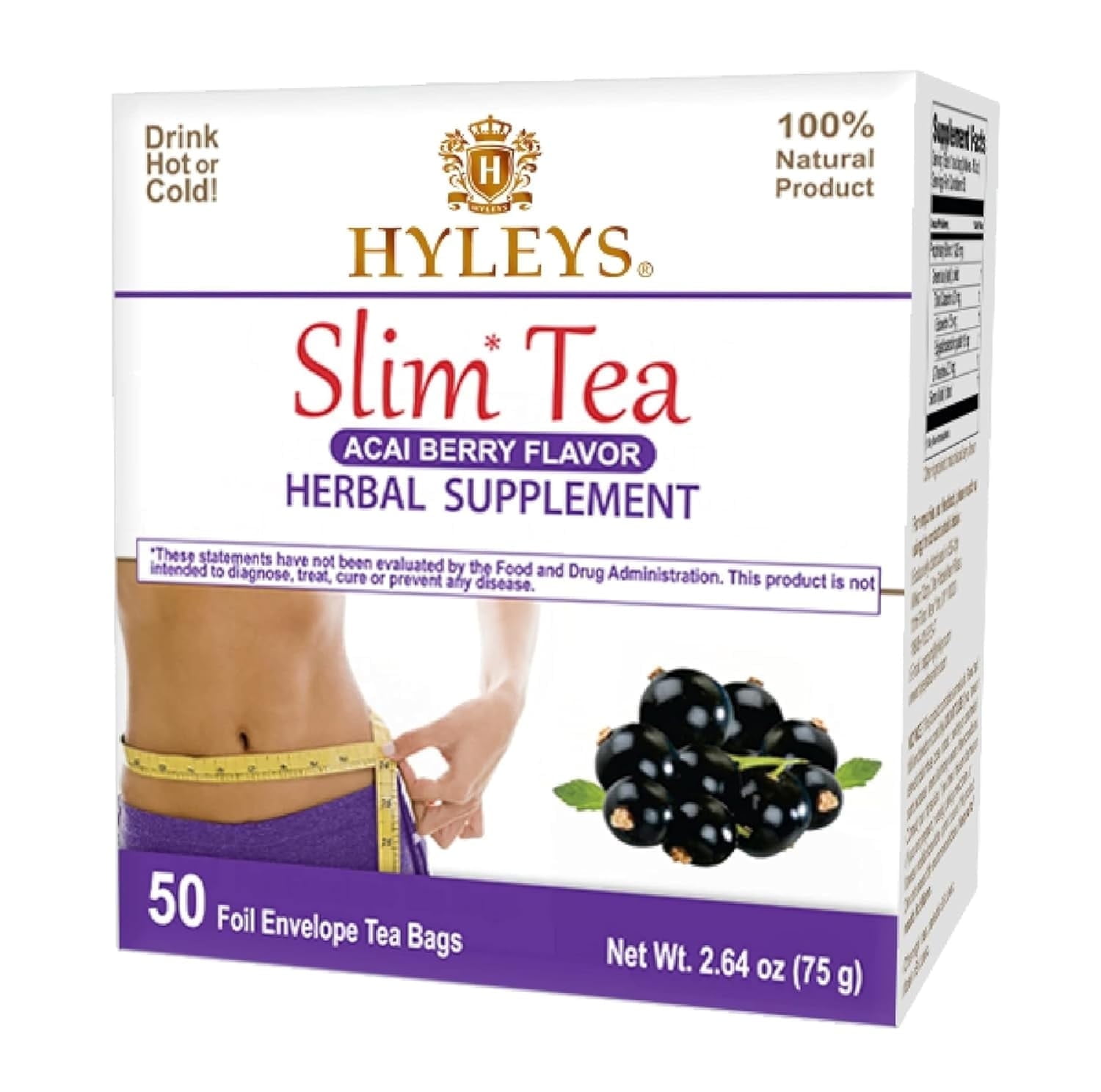 Hyleys Slim Tea Acai Berry - Detox Supplement, Everyday Weight Loss, 50 ...