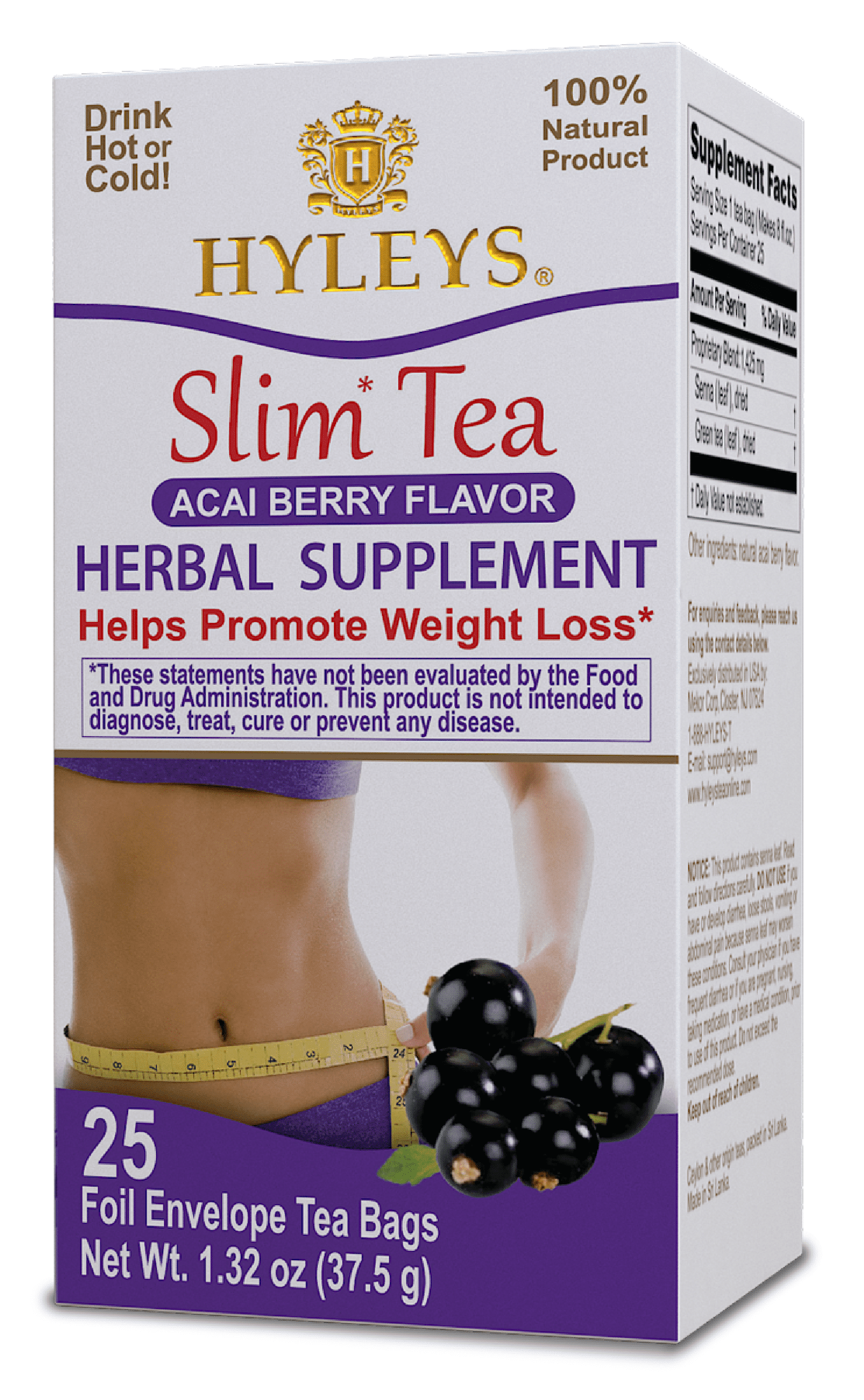 Hyleys Slim Tea Acai Berry Flavor - Weight Loss Cleanse Detox - 300 Tea ...