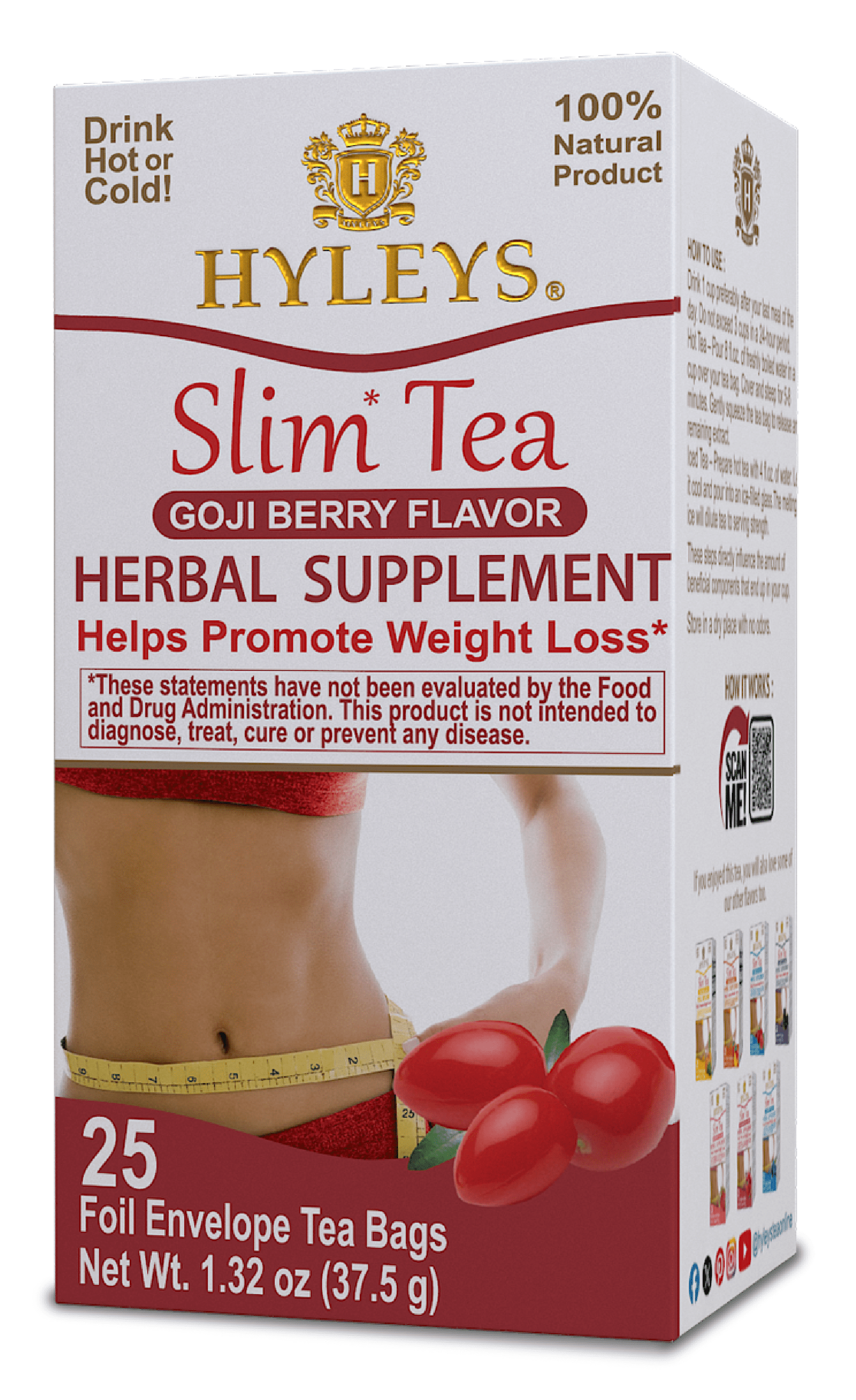 Hyleys Slim Tea Goji Berry - 25 Tea Bags, Naturally Caffeinated ...