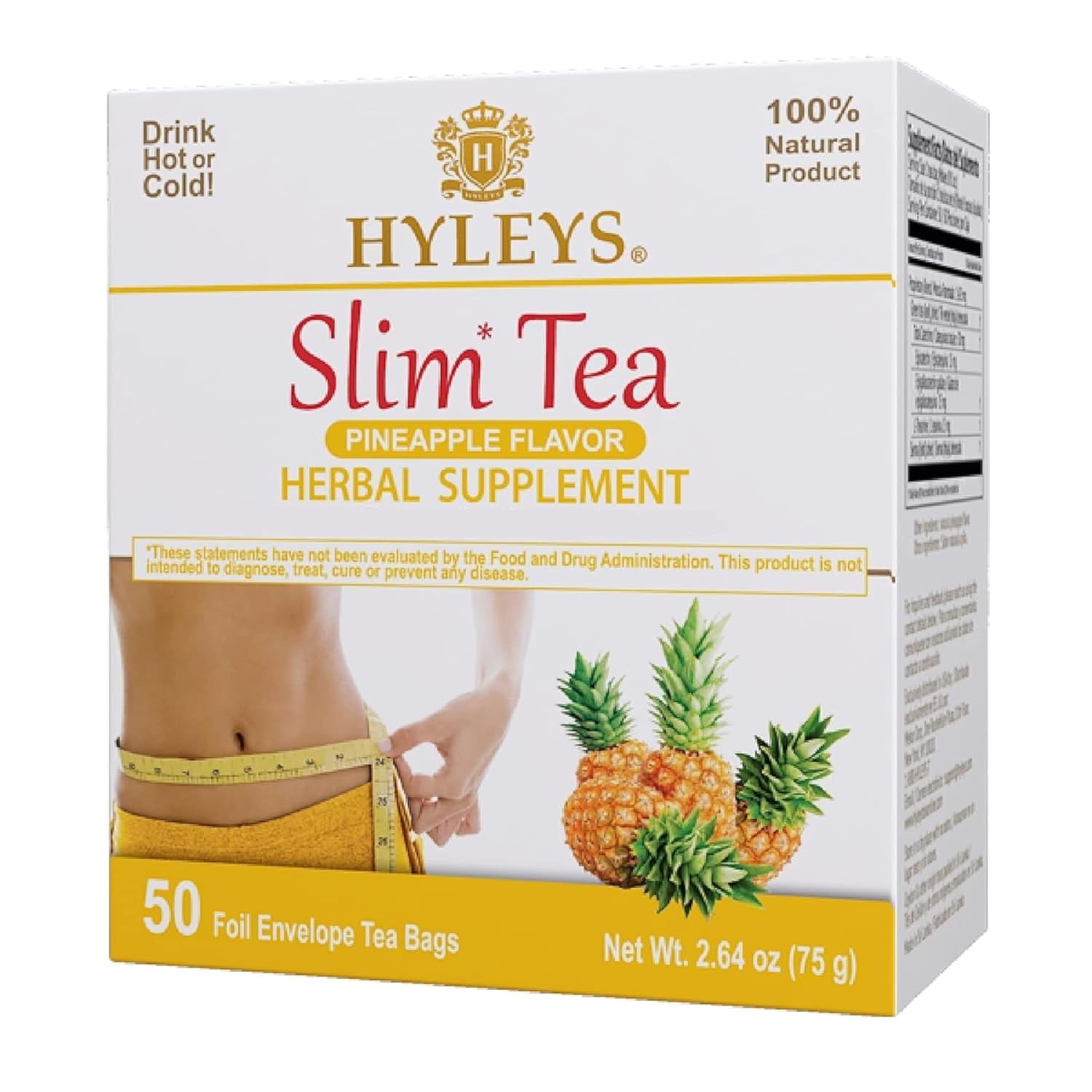 Hyleys Slim Tea Pineapple Flavor 50 Ct - Weight Loss Cleanse Detox ...