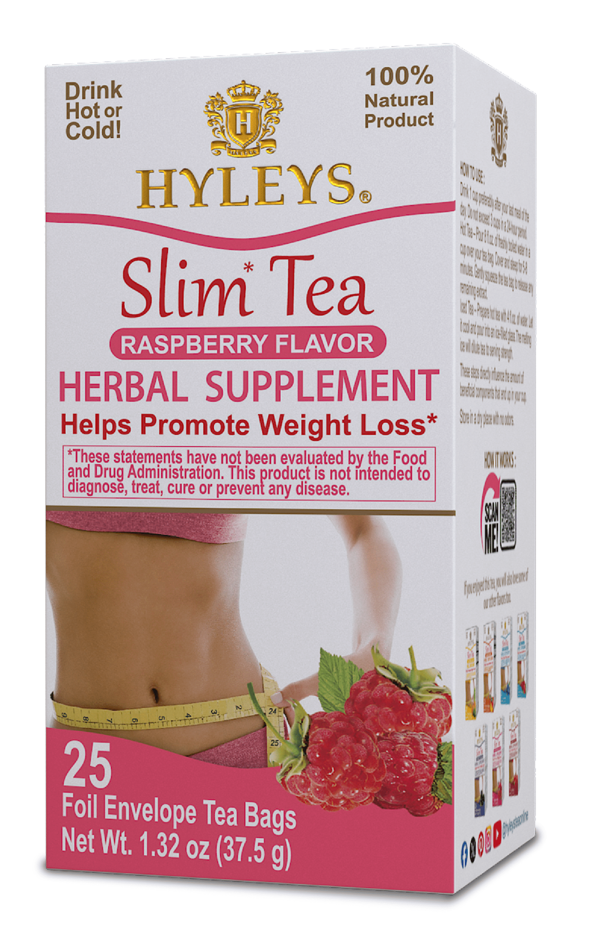 Hyleys Weight Loss Tea, Raspberry Flavor, Senna Green Tea Detox, 25 ...