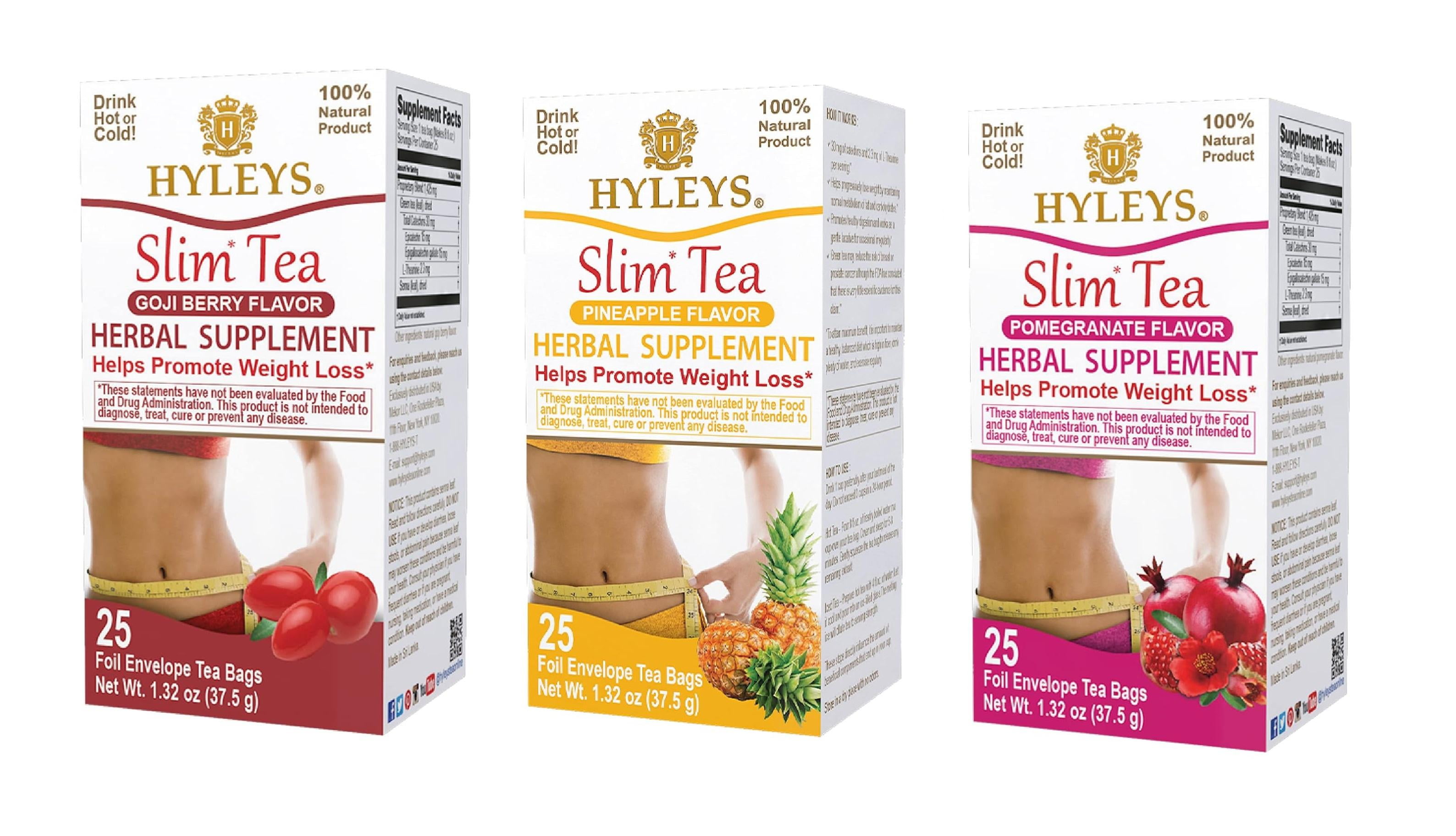 Hyleys Slim Tea Weight Loss Drink Bundle - Radiant Detox Blend - 3 Pack ...