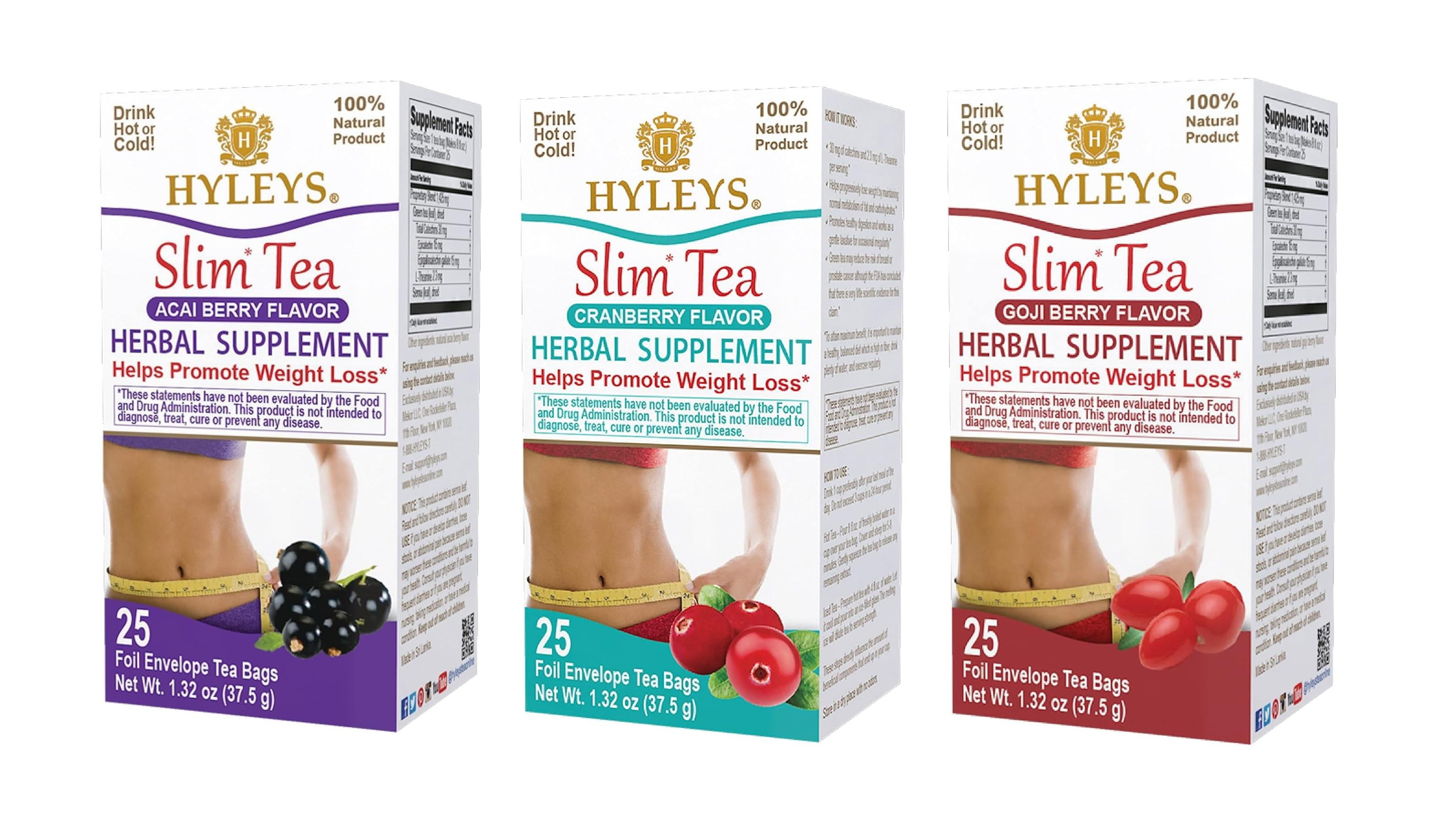 Hyleys Slim Tea Weight Loss Drink Bundle - Triple Berry Detox Trio - 3 ...