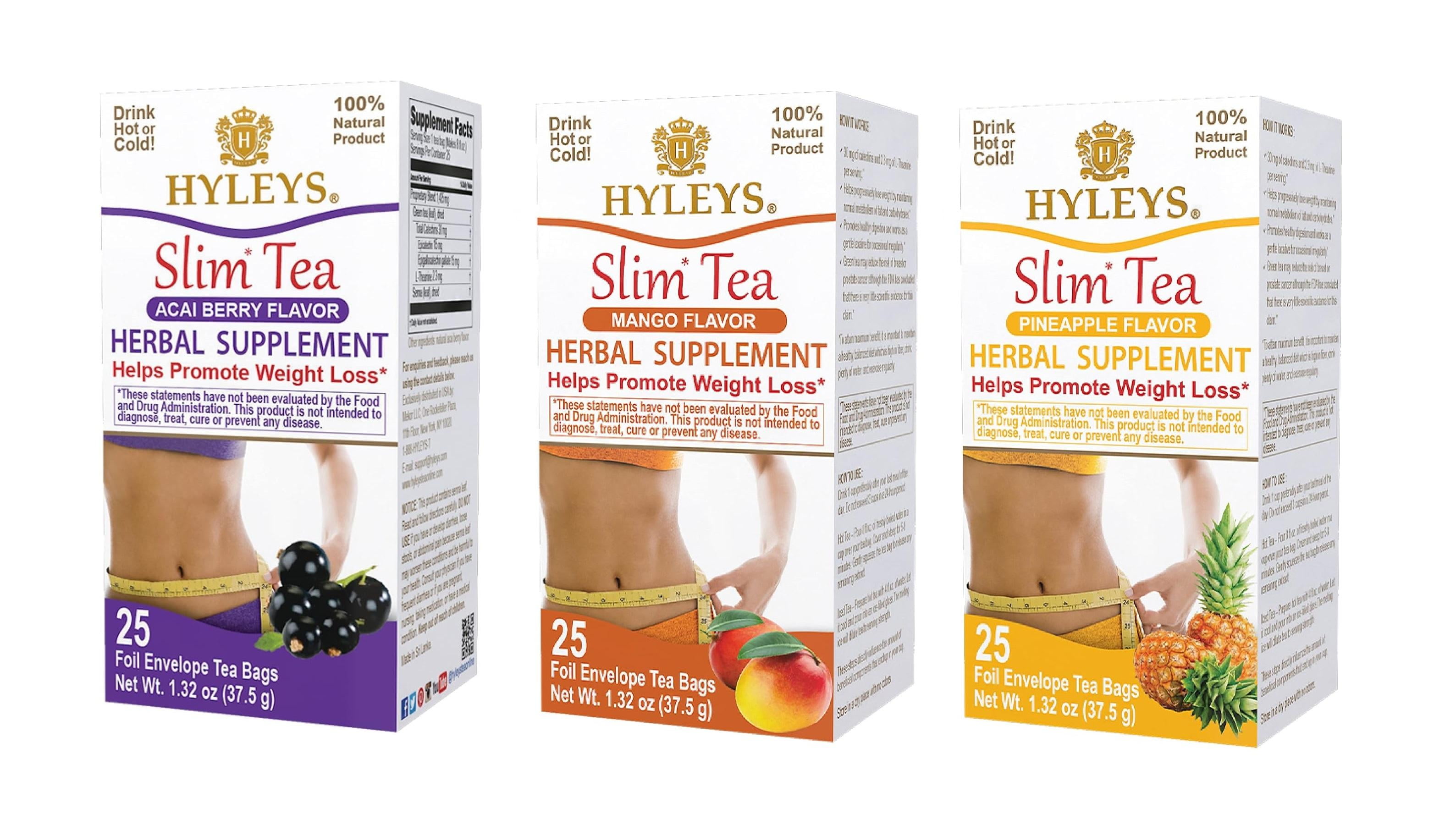 Hyleys Slim Tea Weight Loss Drink Bundle - Tropical Cleanse Fusion - 3 ...