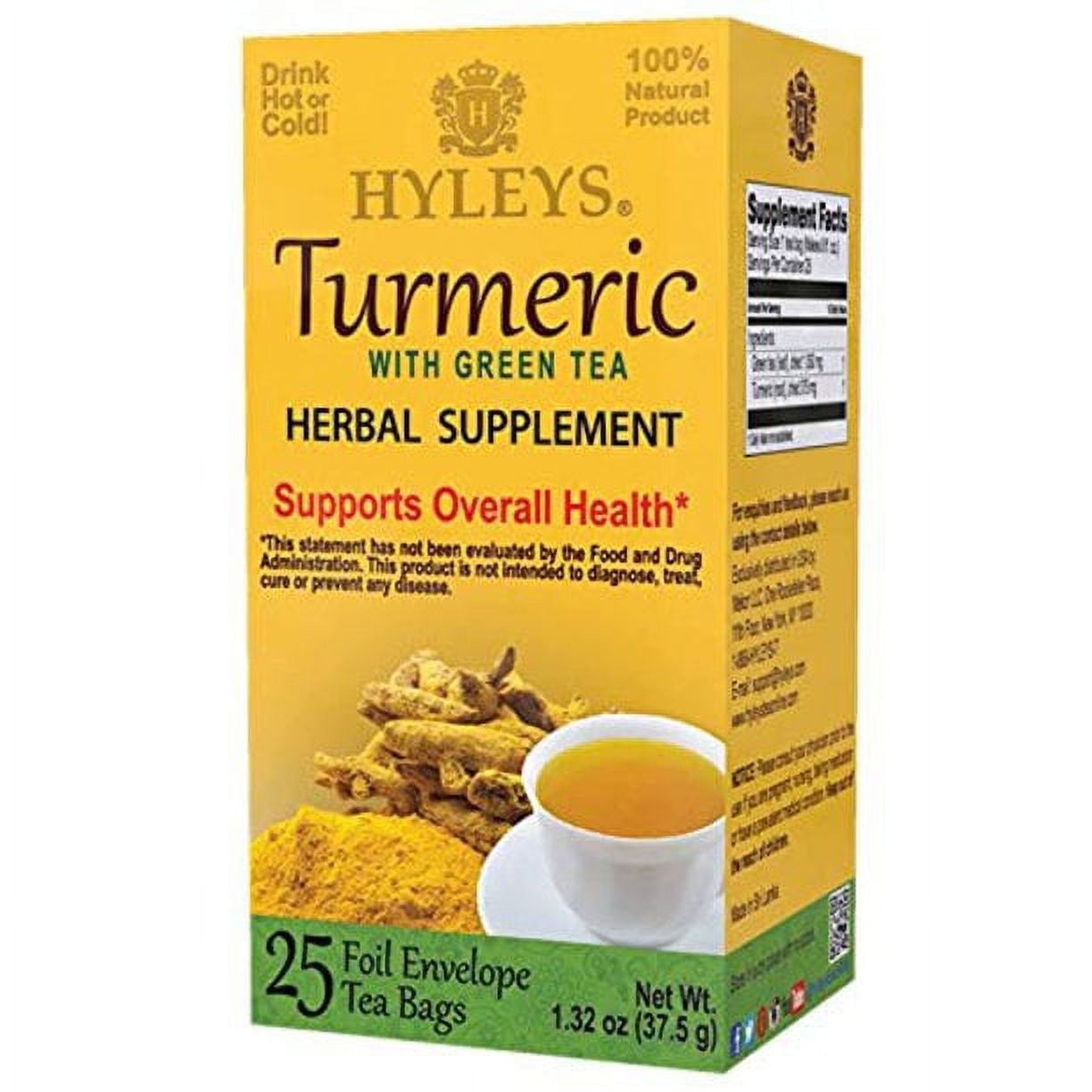 Hyleys Green Tea with Turmeric - 25 Tea Bags (6 Pack - 150 Tea Bags ...