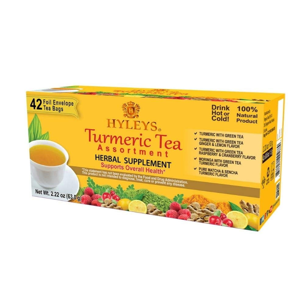 Hyleys Turmeric with Green Tea - Assorted Flavors - 42 Tea Bags ...