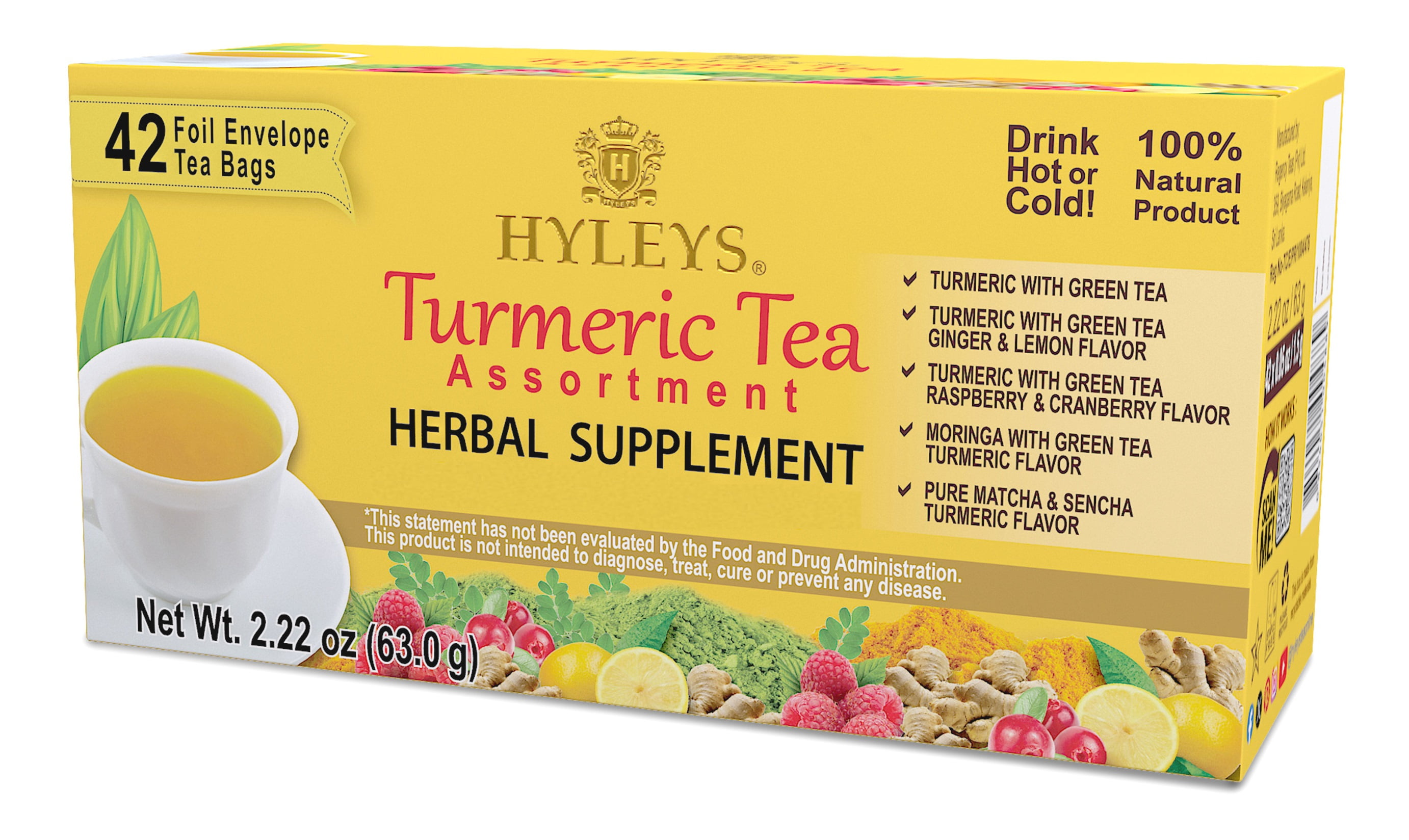 Hyleys Wellness Herbal Supplement - Turmeric with Green Tea, Assorted ...
