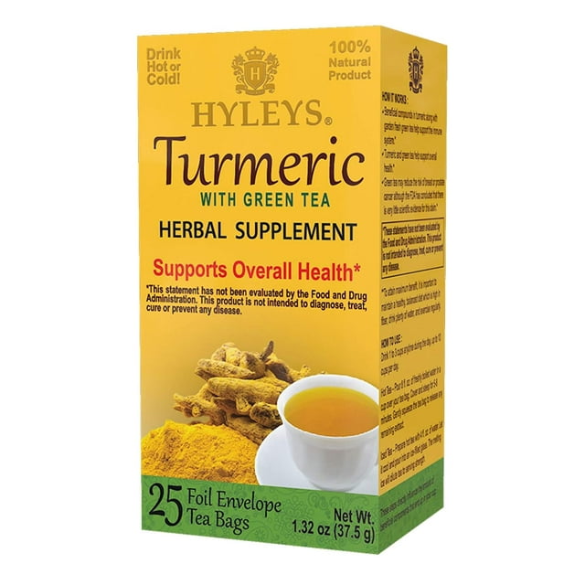 Hyleys Turmeric with Green Tea - Original Flavor - 25 Tea Bags ...