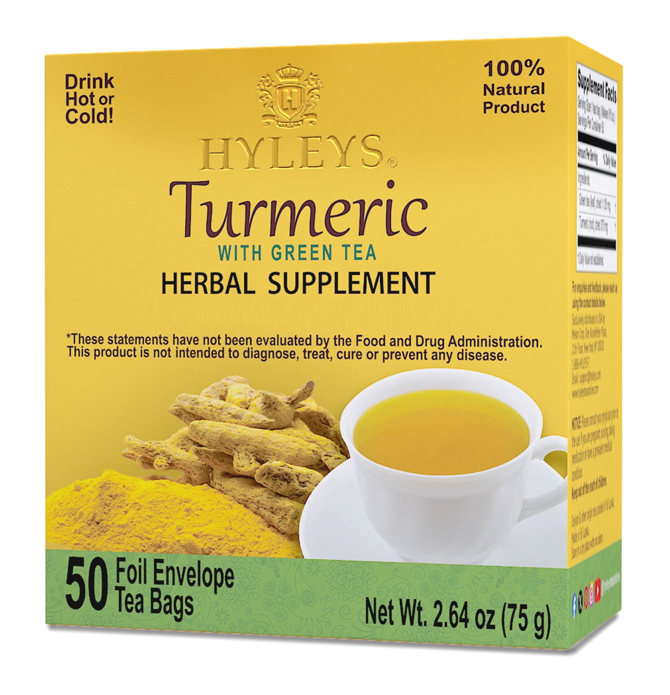 Hyleys Turmeric Tea - Original Flavor - 50 Tea Bags - Wellness Herbal ...