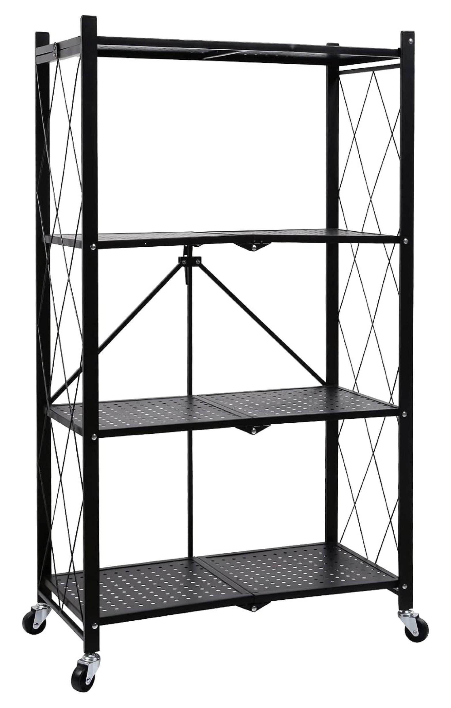 Hymkun 4-Tier Heavy Duty Foldable Metal Rack Storage Shelving Unit with ...