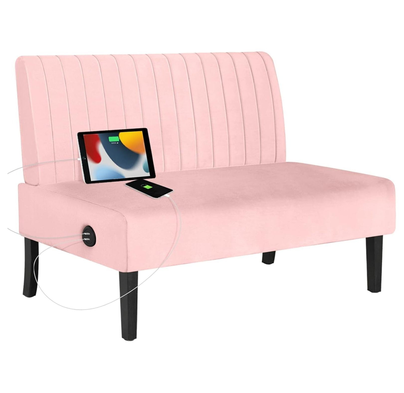 Hymkun 43" W Mini Small Comfy Couch Armless Loveseat Sofa for Bedroom ...