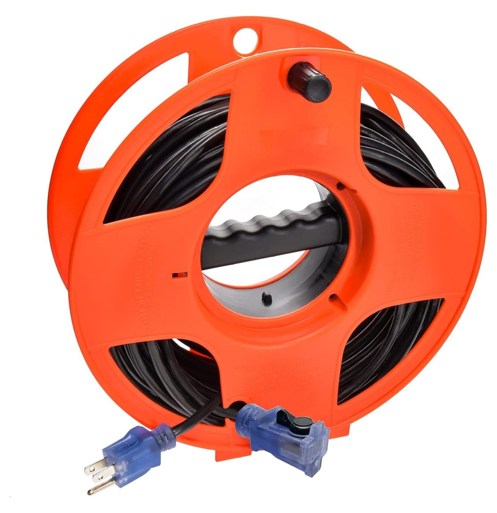 Hymkun 80ft 16/3 SJTW Black Outdoor Extension Cord & Cord Storage Wheel ...