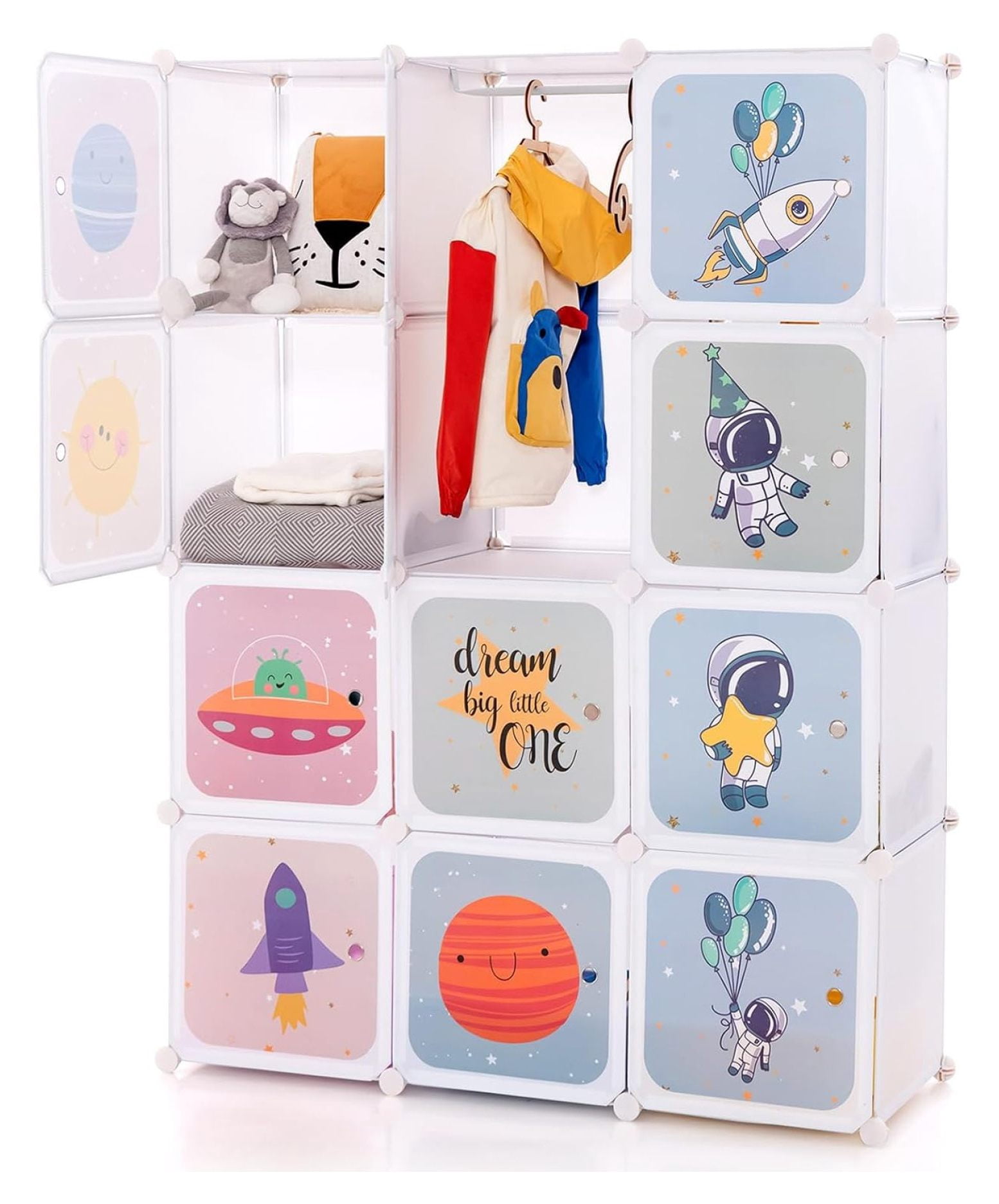 Hymkun Children Wardrobe, Kid Closet Portable Baby Dresser Cute for ...