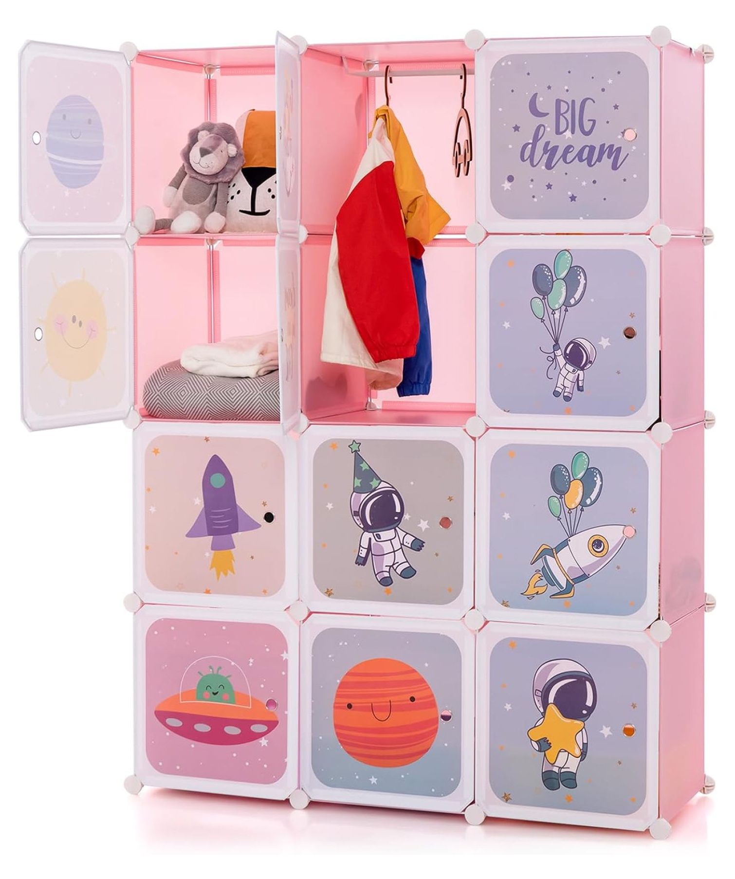 Hymkun Children Wardrobe, Kid Closet Portable Baby Dresser Cute for ...