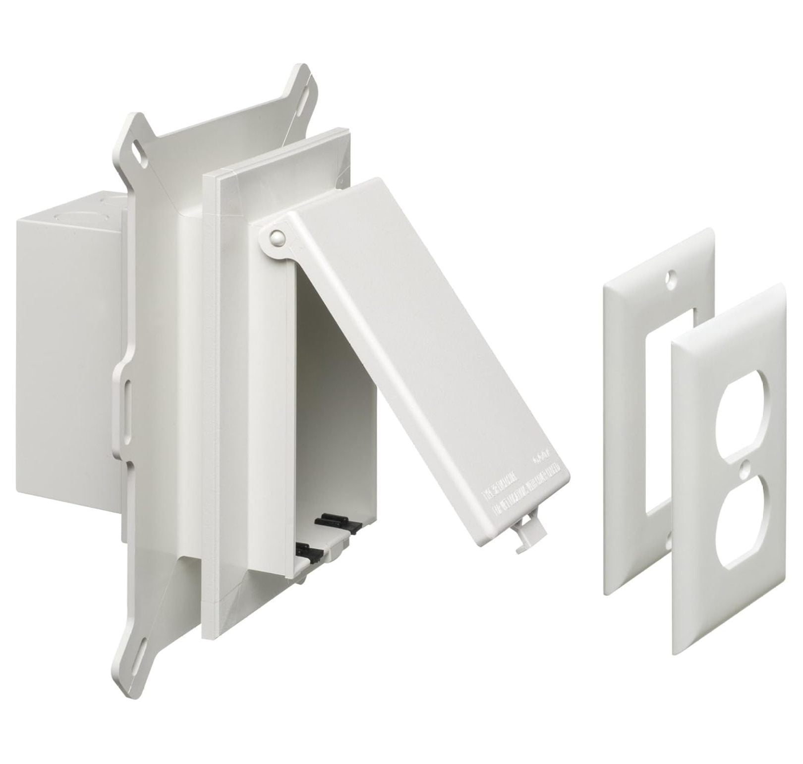 Hymkun DBVS1W-1 Low Profile IN BOX Recessed Outlet Box Wall Plate Kit ...