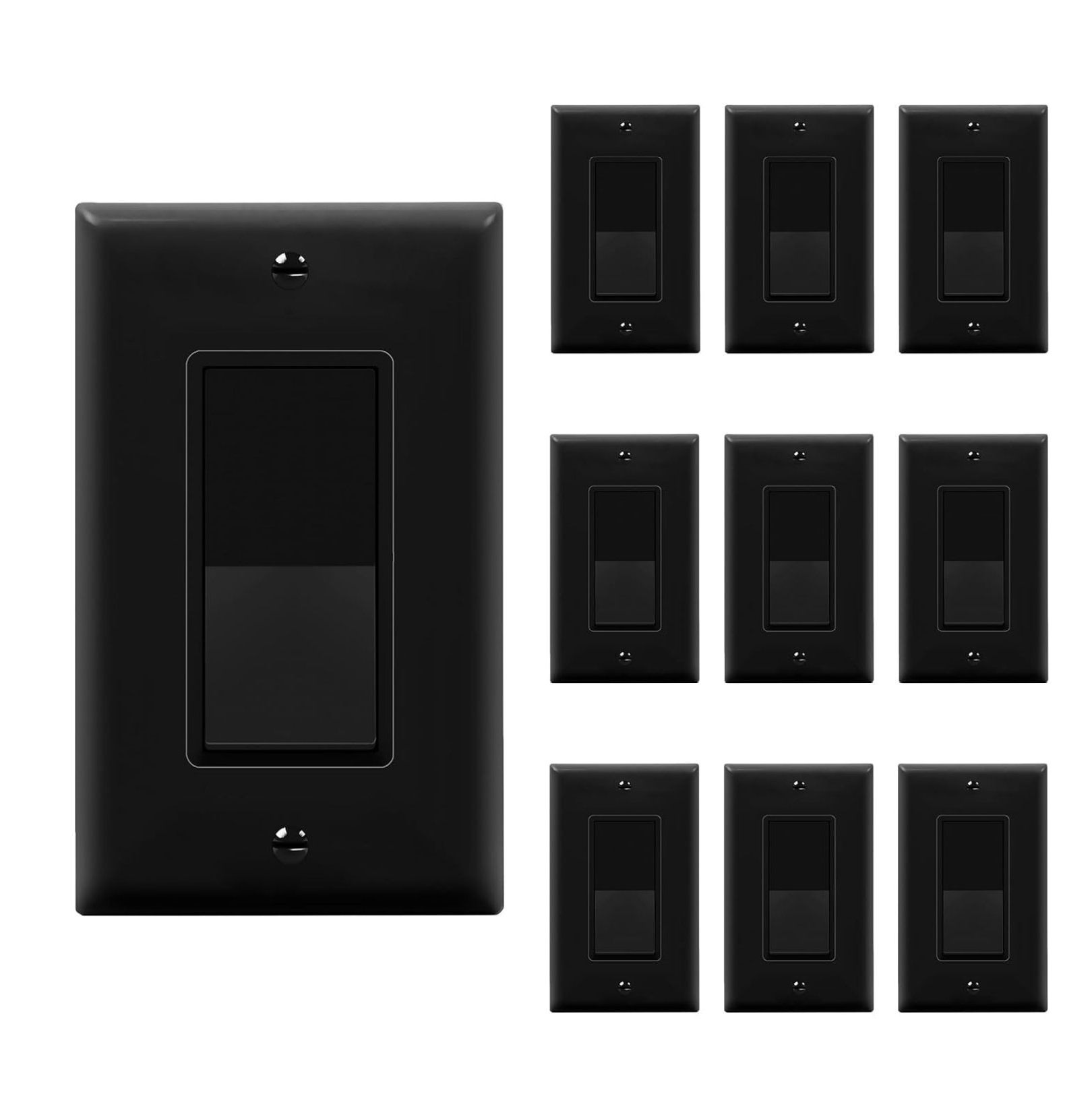 Hymkun Decorator Paddle Rocker Light Switch with Wall Plate, Gloss ...