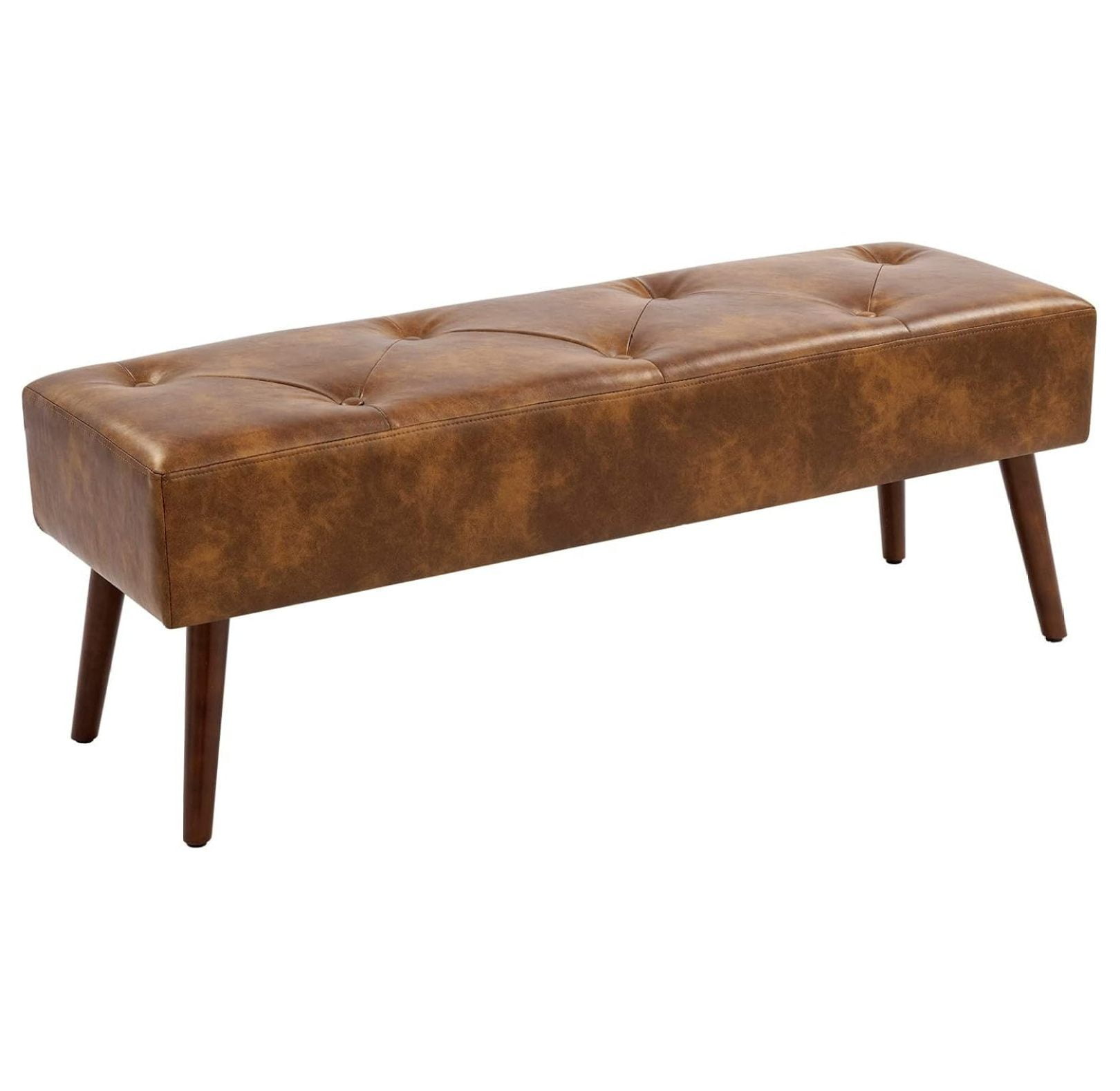 Hymkun Faux Leather Bench Ottoman, Tufted Button Bedroom Benches ...