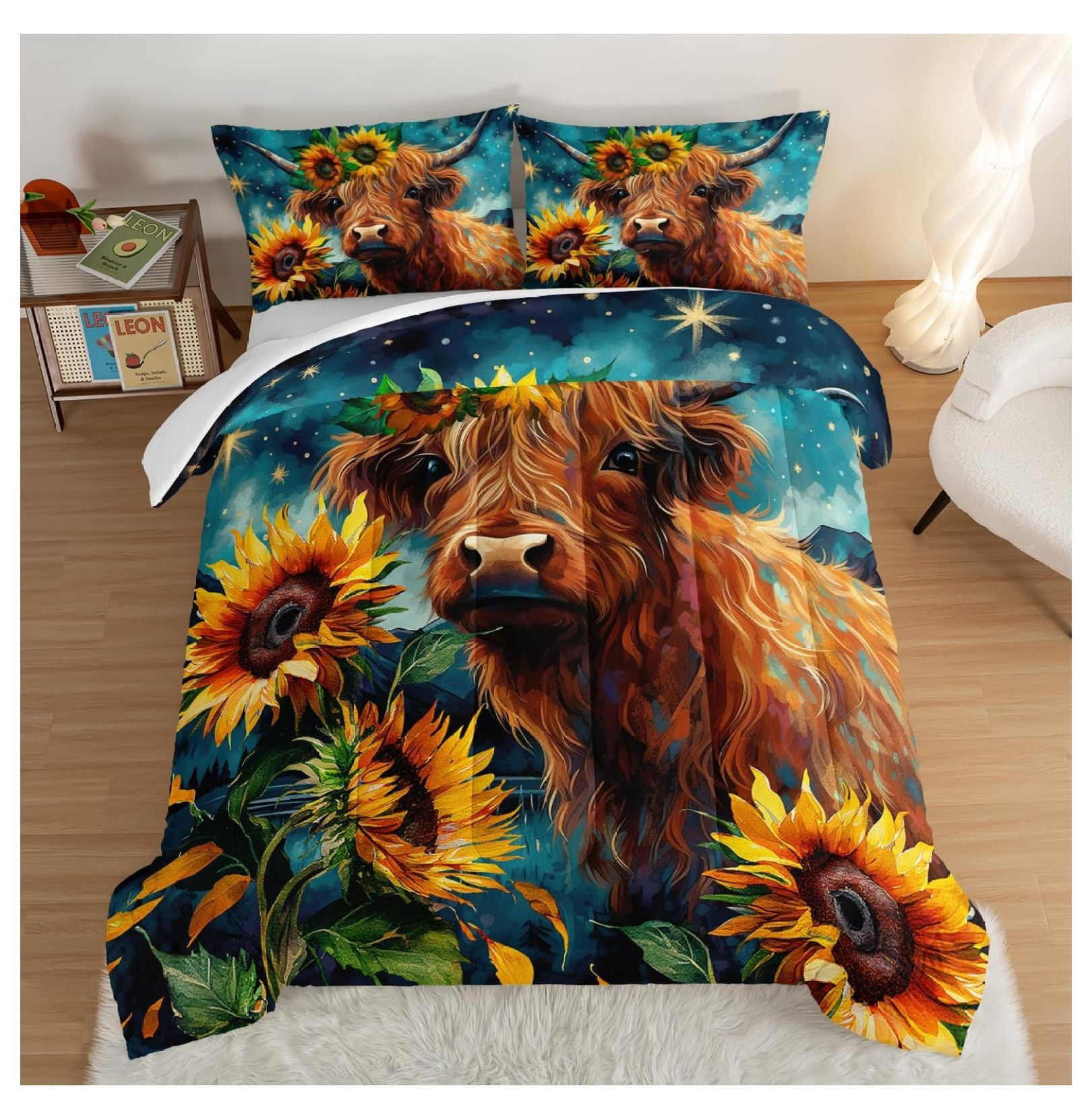 Hymkun Highland Cow Comforter Set,Western Farmhouse Animals Cow and ...