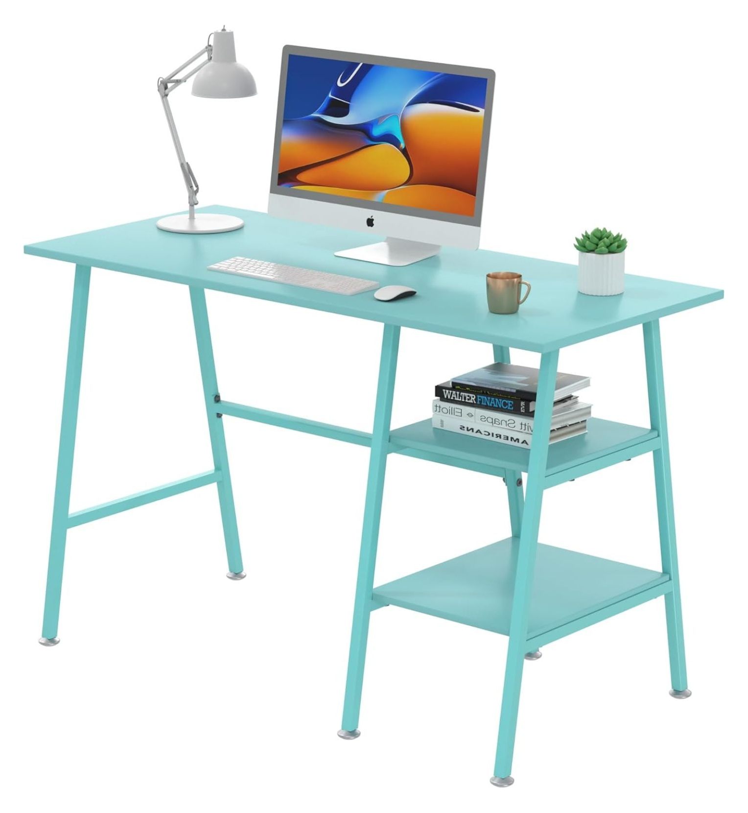 Hymkun Industrial Simple Wood Table & Metal Frame Home Office Computer ...