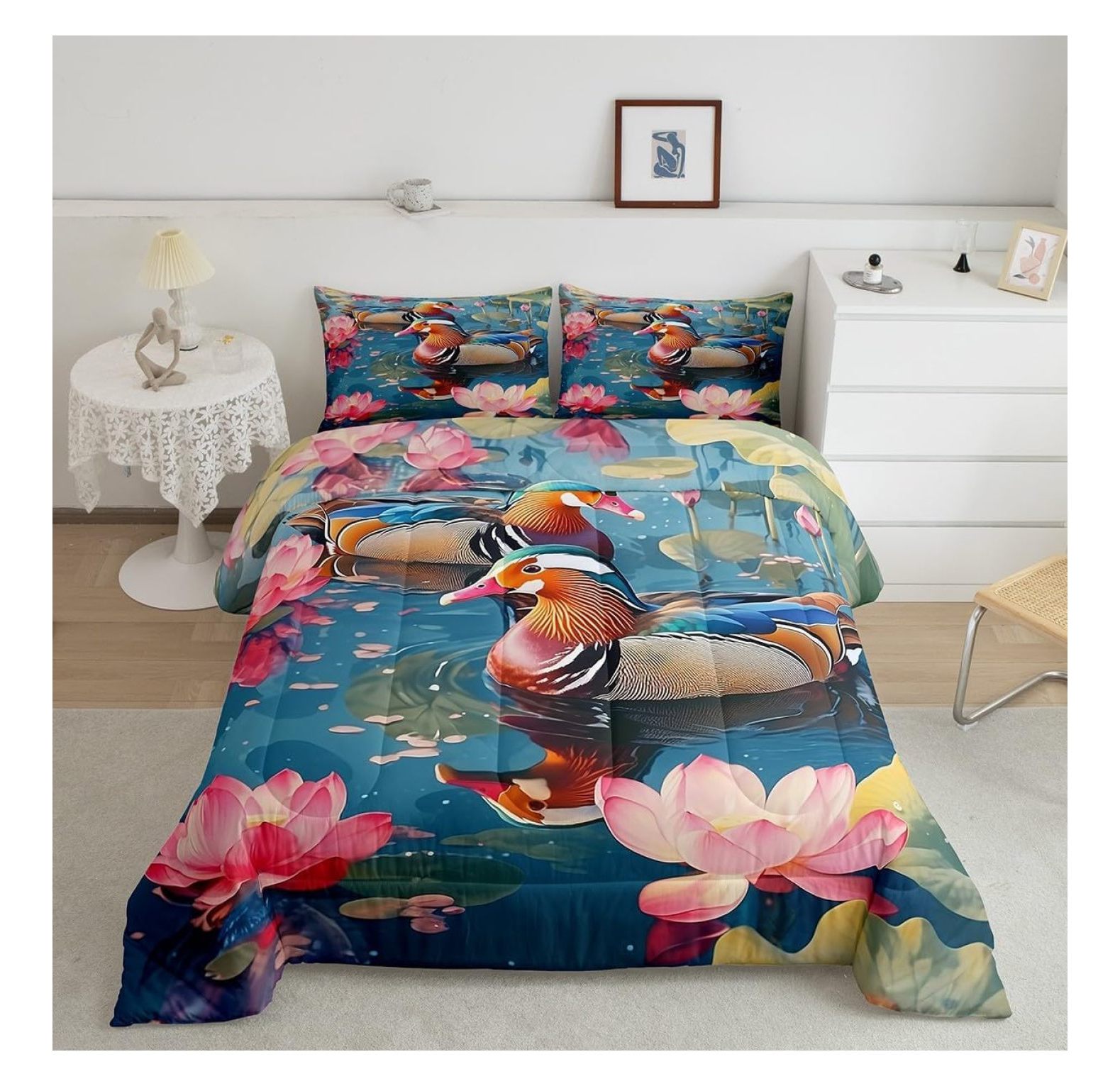 Hymkun Rustic Comforter Set Full Size,3D Print Lake House Farmhouse Animal Bedding Set for Child ...