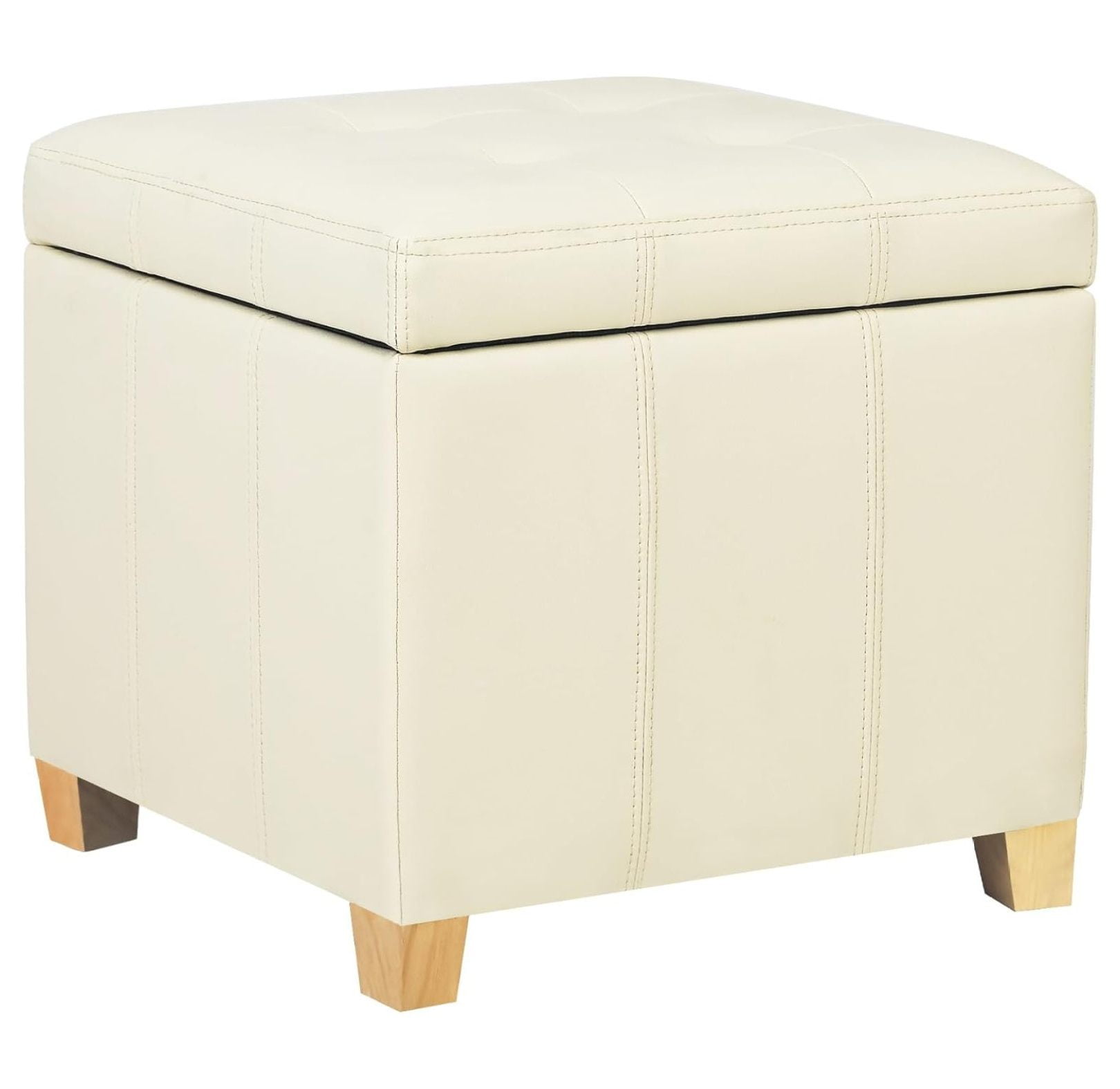 Hymkun Square Storage Ottoman Faux Leather Tufted Upholstered Footrest ...