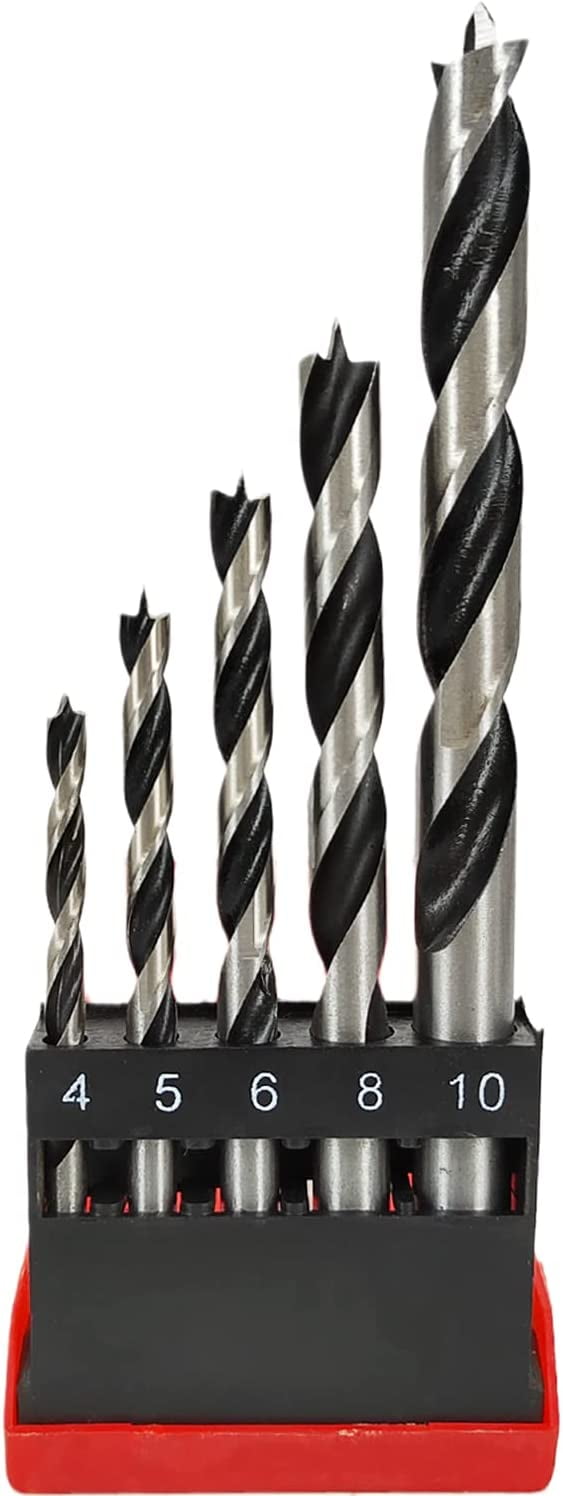Hymnorq 5PC 4-10mm Metric Brad Point High Carbon Steel Twist Drill Bits ...