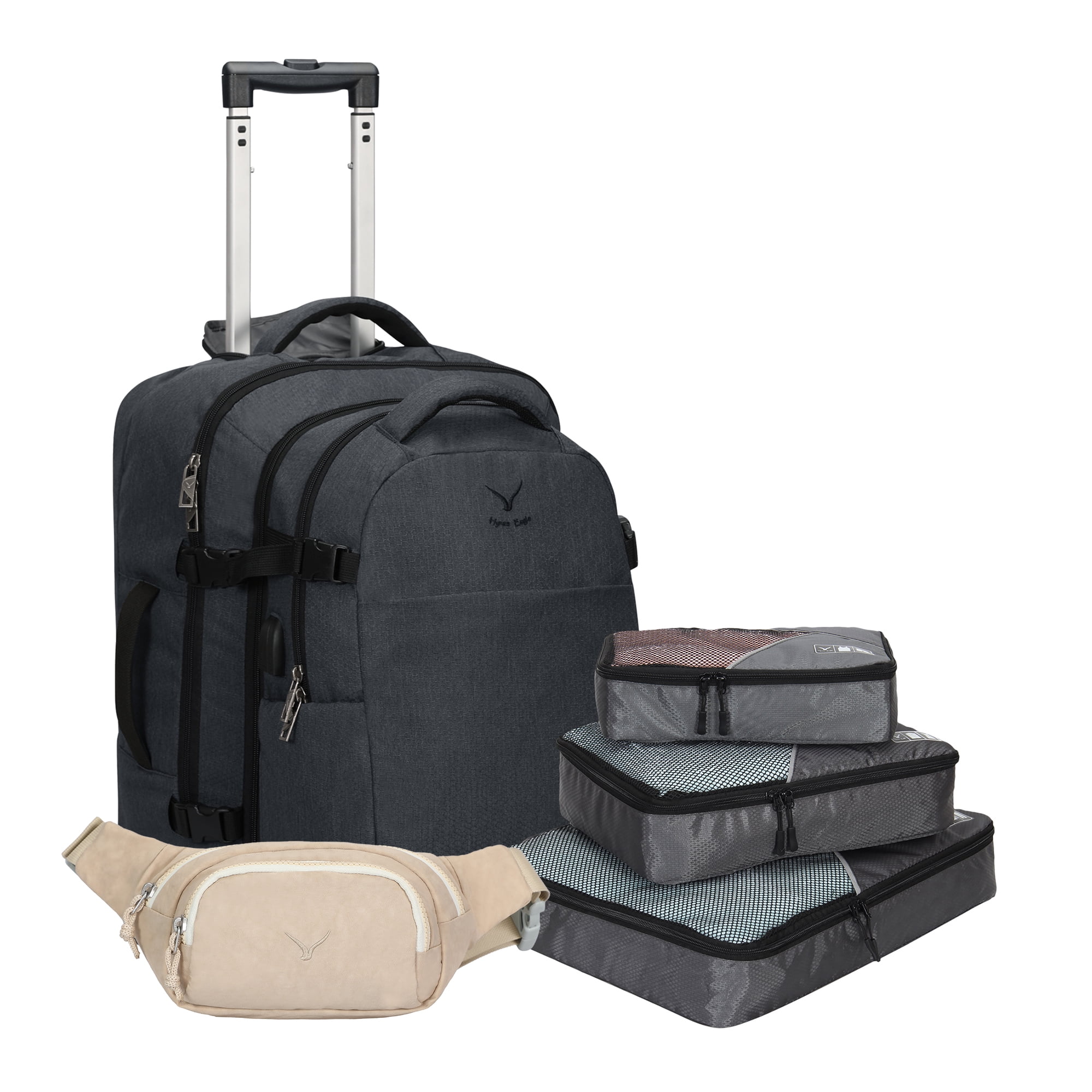 Hynes Eagle 4 in 1 Luggage Set - 22" Trolley Backpack, 20L Detachable ...