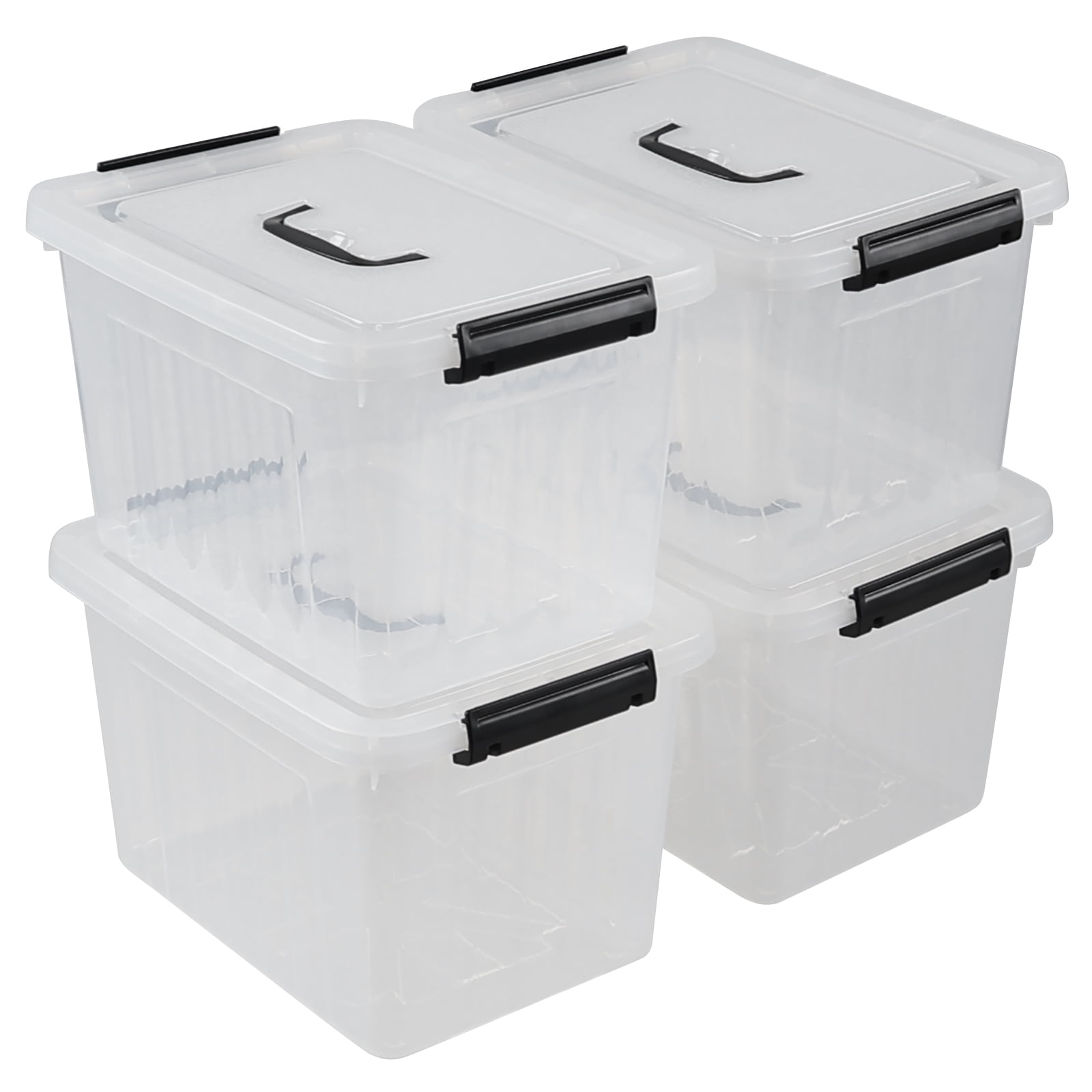 Hynomiky 12 Liter Clear Plastic Latching Storage Bin with Handle, 4 ...
